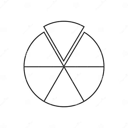 Circle Segmented into 6 Sections. Pie or Pizza Shape Cut in Six Equal ...