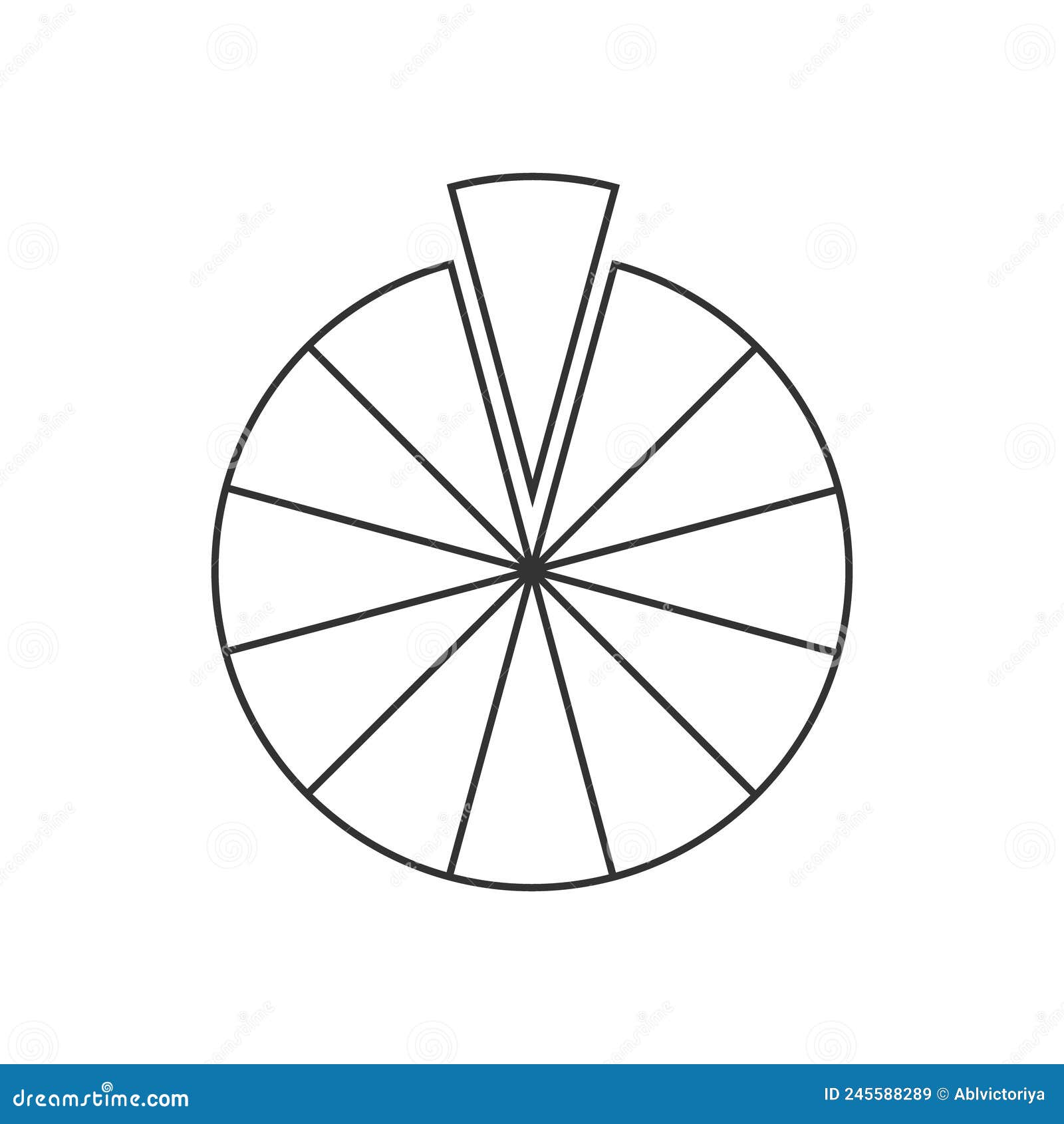 Circle Segmented Into 6 Sections. Pie Or Pizza Shape Cut In Six Equal ...