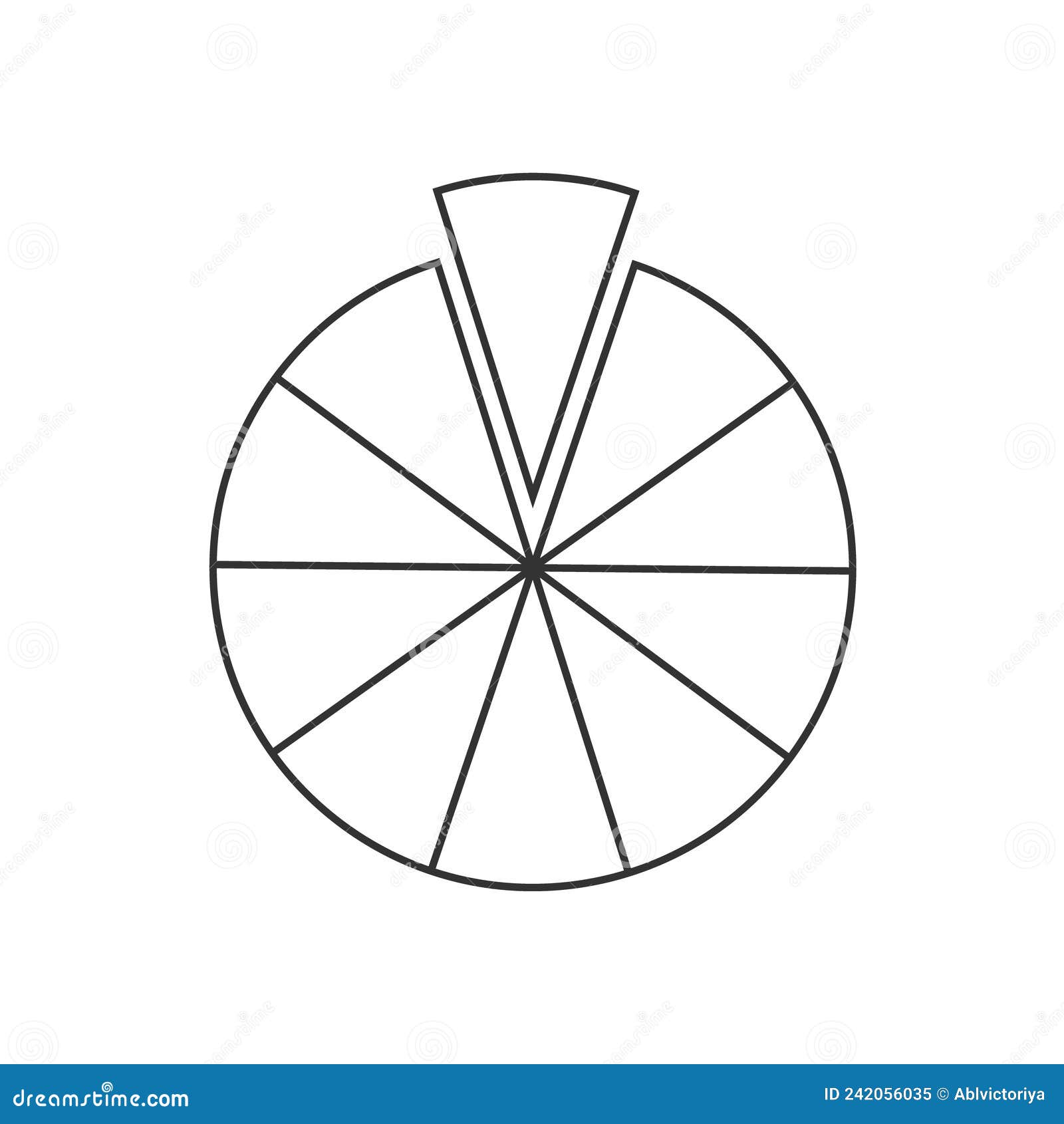 Circle Segmented Into 6 Sections. Pie Or Pizza Shape Cut In Six Equal ...