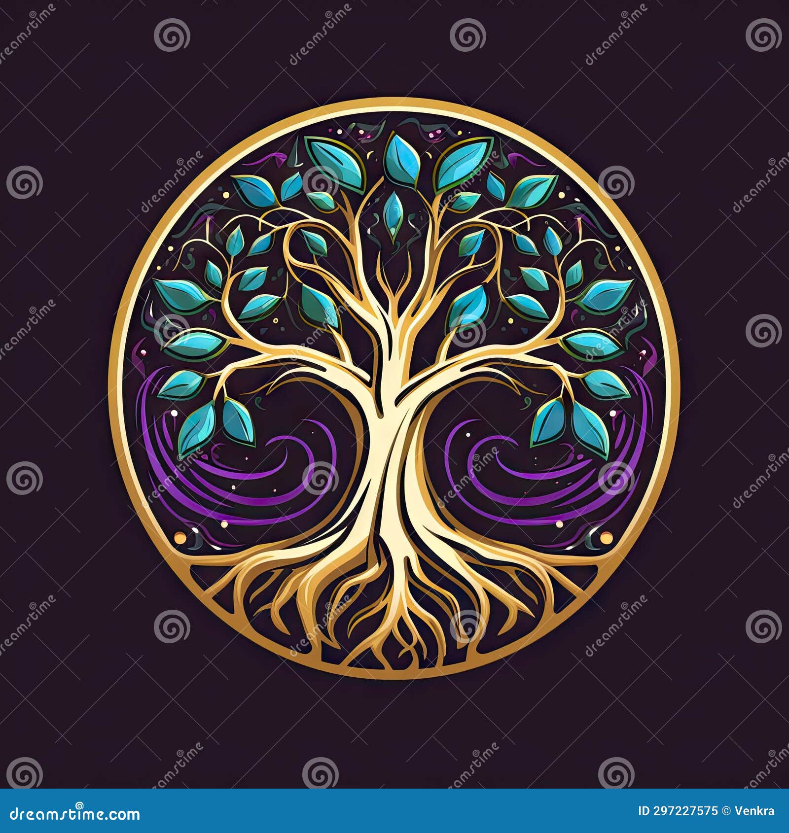 Circle Shape Ancient Tree Of Life Logo Stock Image | CartoonDealer.com ...