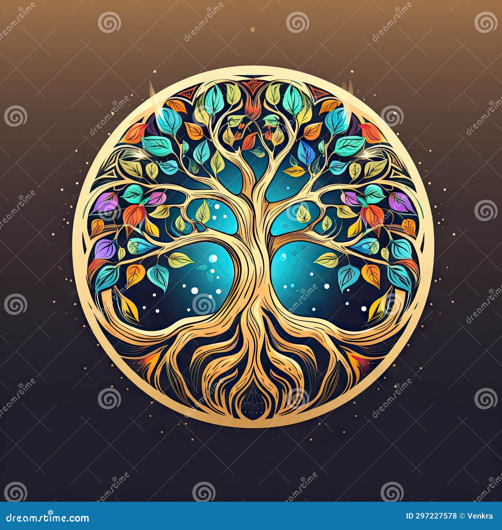 Circle Shape Ancient Tree of Life Logo Stock Illustration ...