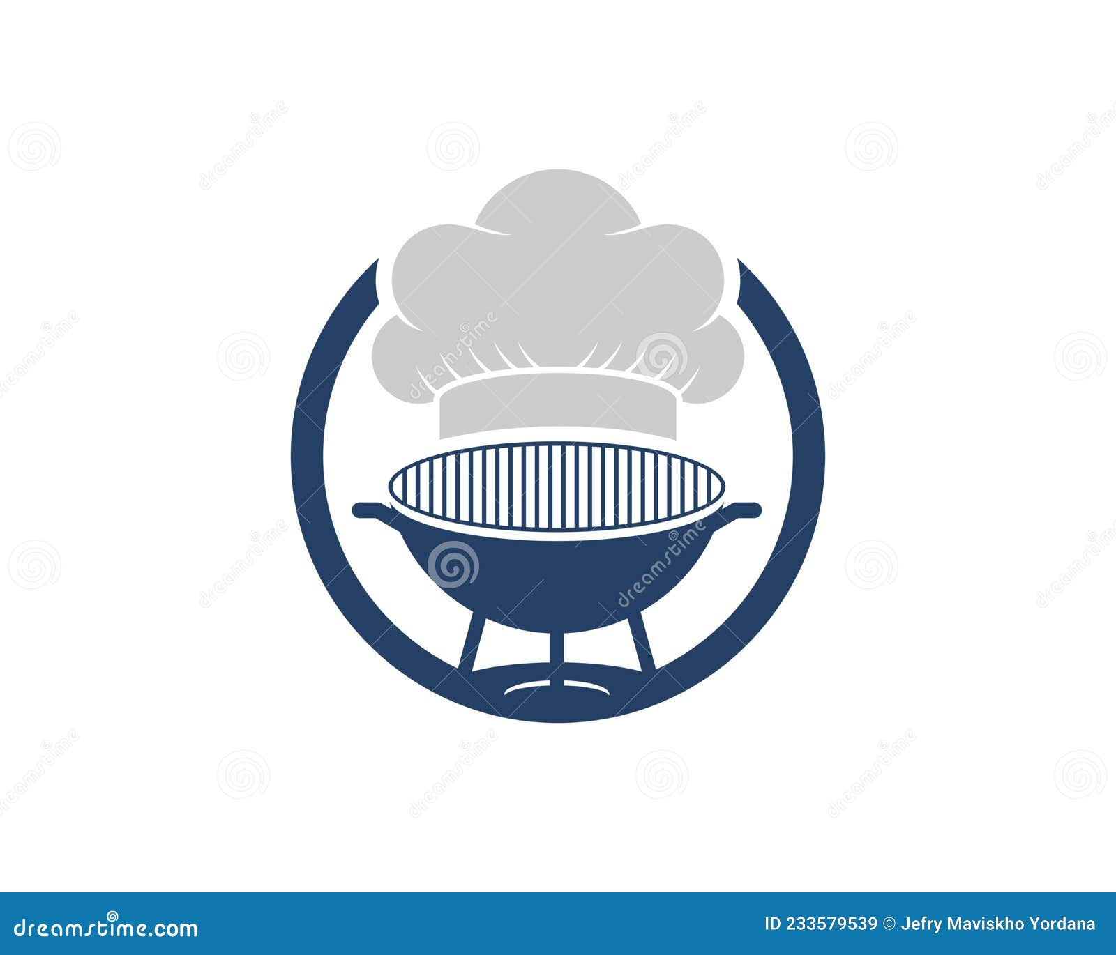 Circle Shape with Barbeque Grill and Chef Hat Stock Illustration ...