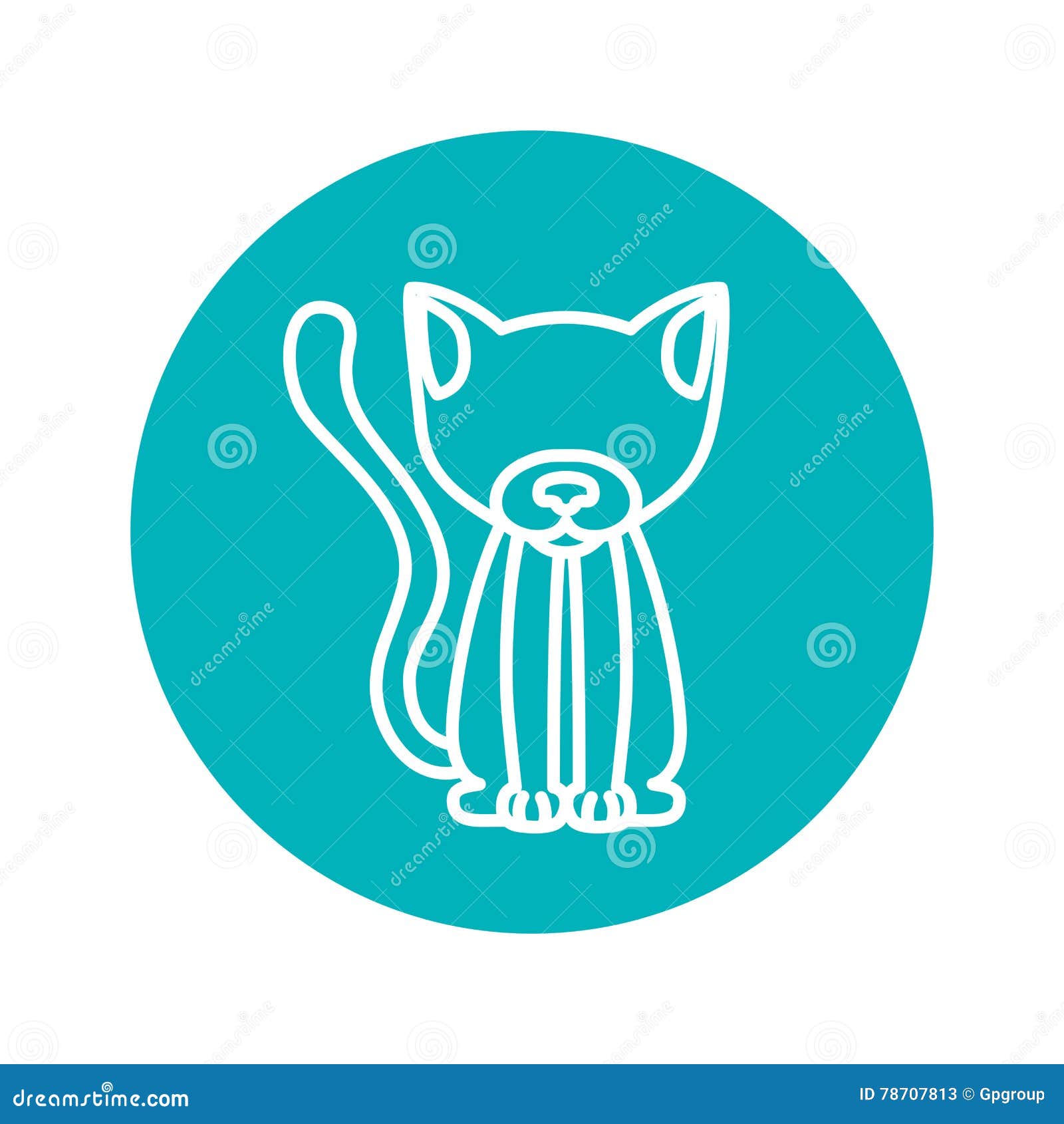 Circle Shape with Cat Domestic Animal Stock Vector - Illustration of ...