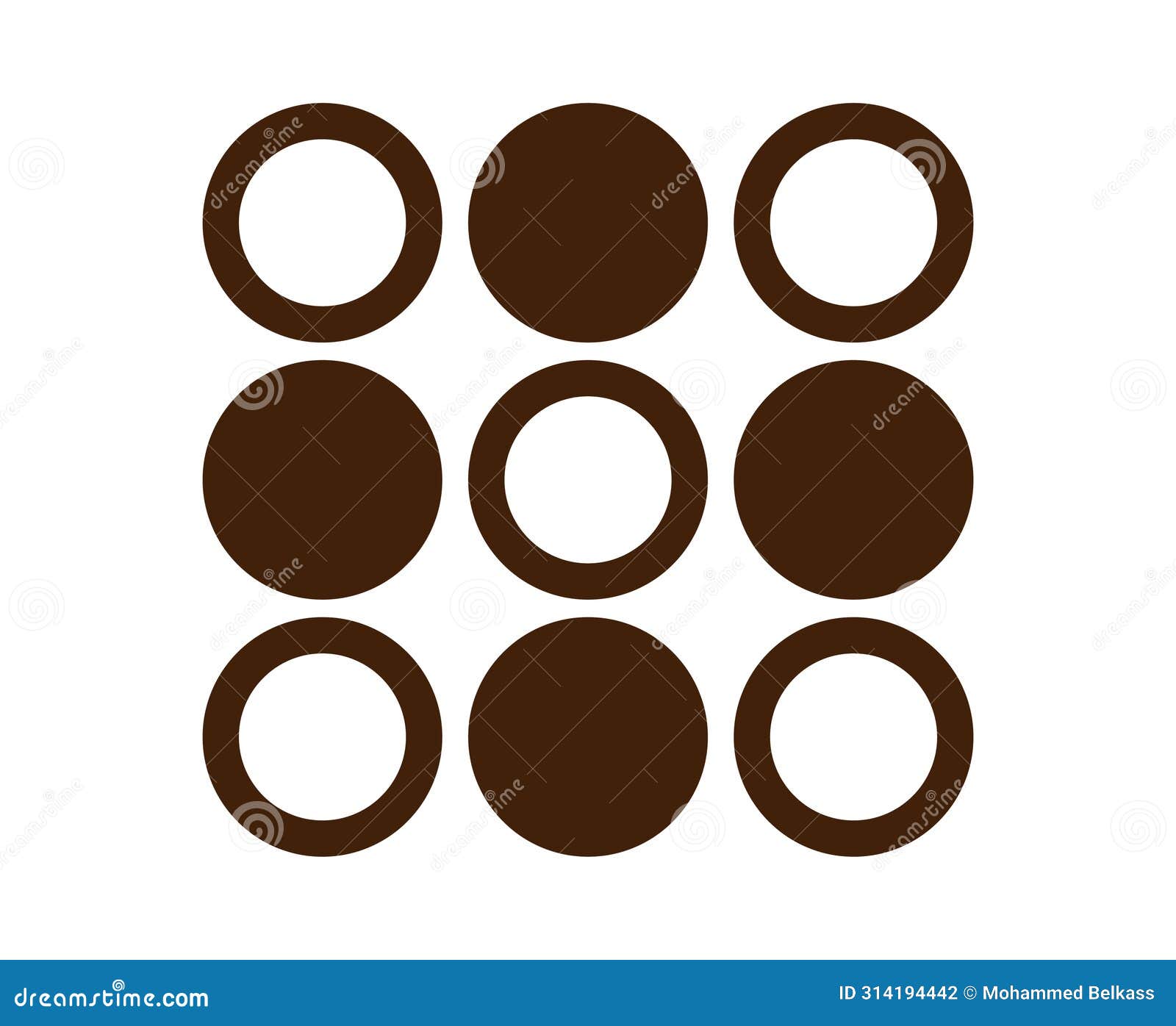 Circle Shape and Circle Outline Collection Brown Symbol Element Vector ...