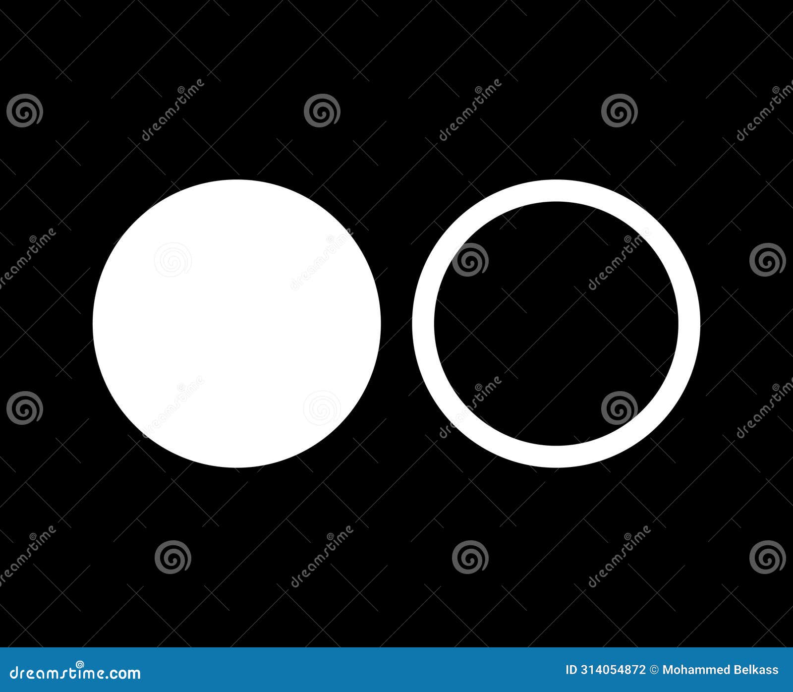Circle Shape and Circle Outline Stroke Black and White Symbol Vector ...