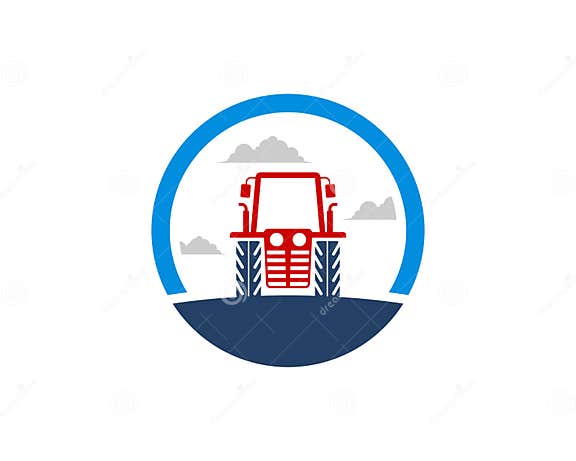 Circle Shape with Farm Tractor in the Field Stock Vector - Illustration ...