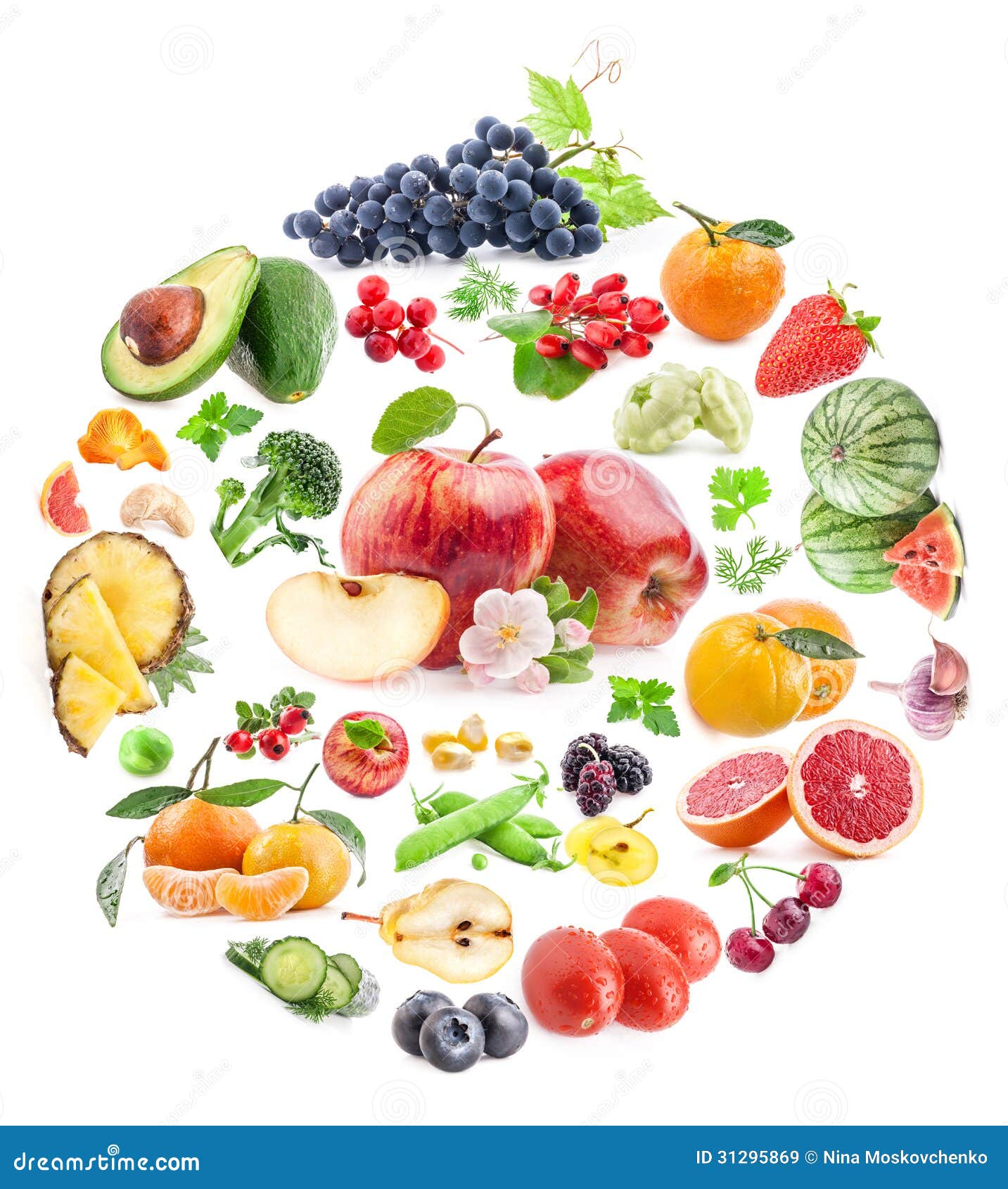Circle Shape Form by Various Vegetables and Fruits Stock Image - Image ...