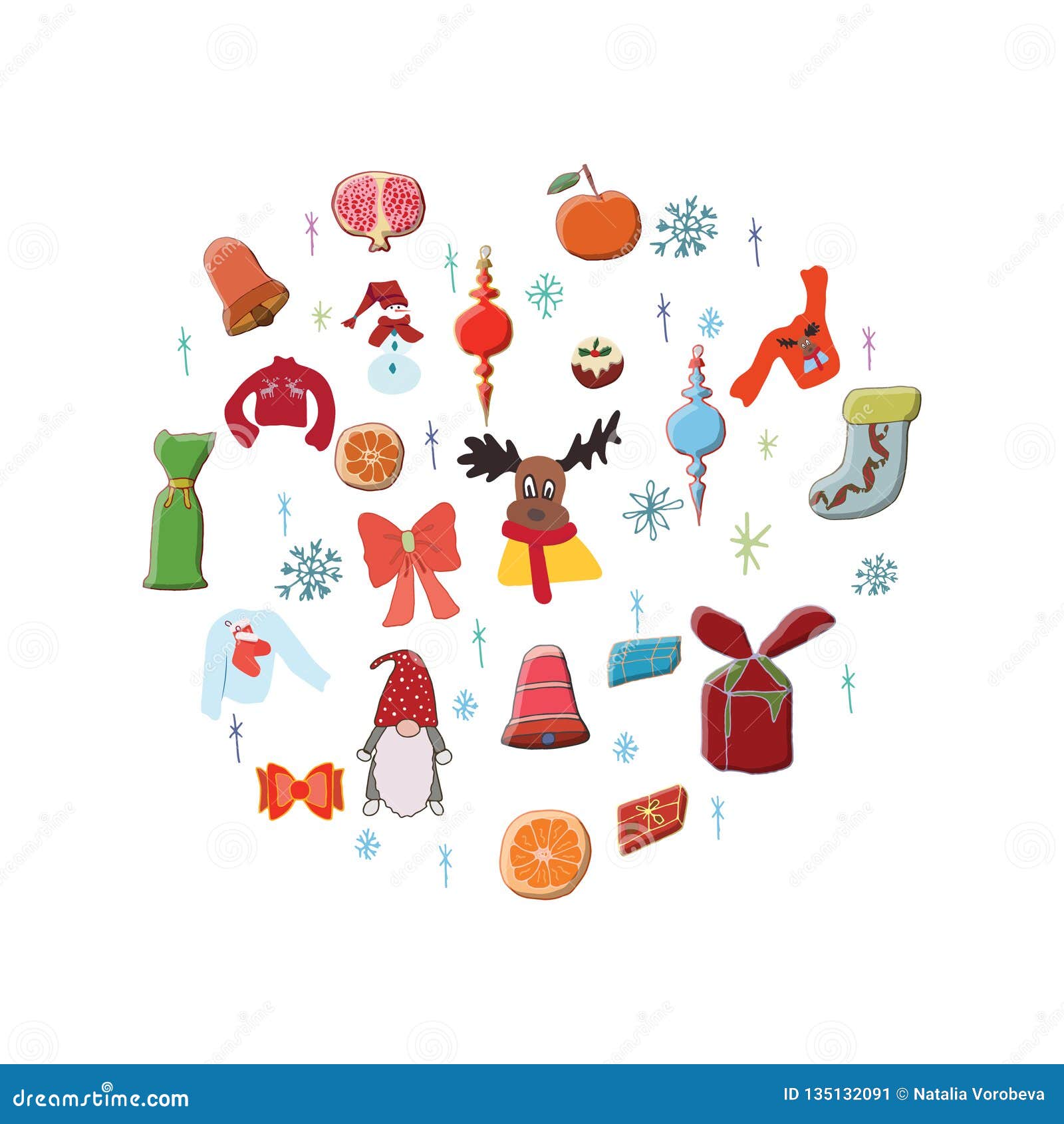 Festive Season Elements Illustration. Stock Vector - Illustration of ...