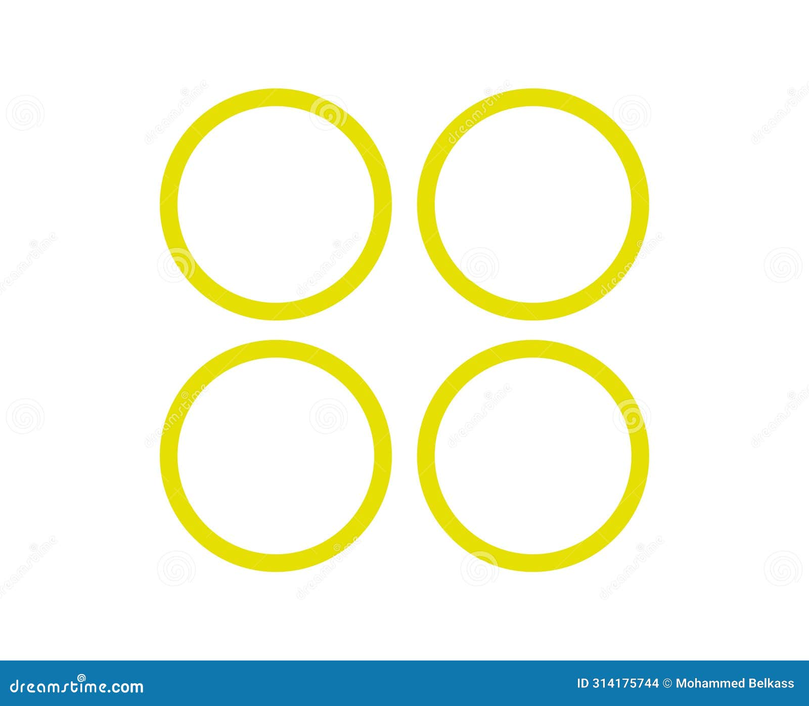 Circle Shape Outline Stroke Collection Symbol Yellow Element Vector ...