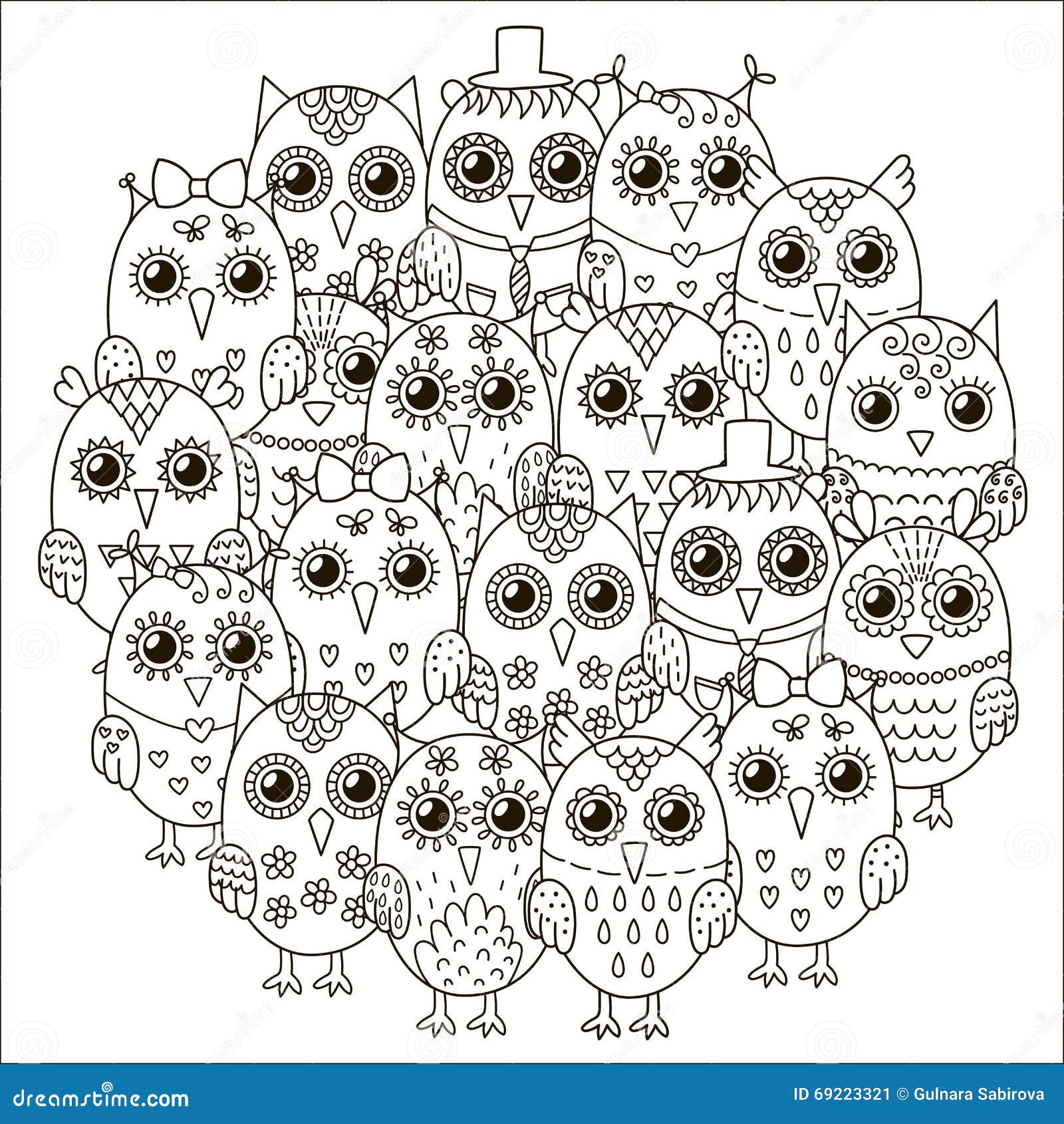Circle Shape Coloring Page With Funny Forest Characters. Cute Woodland ...
