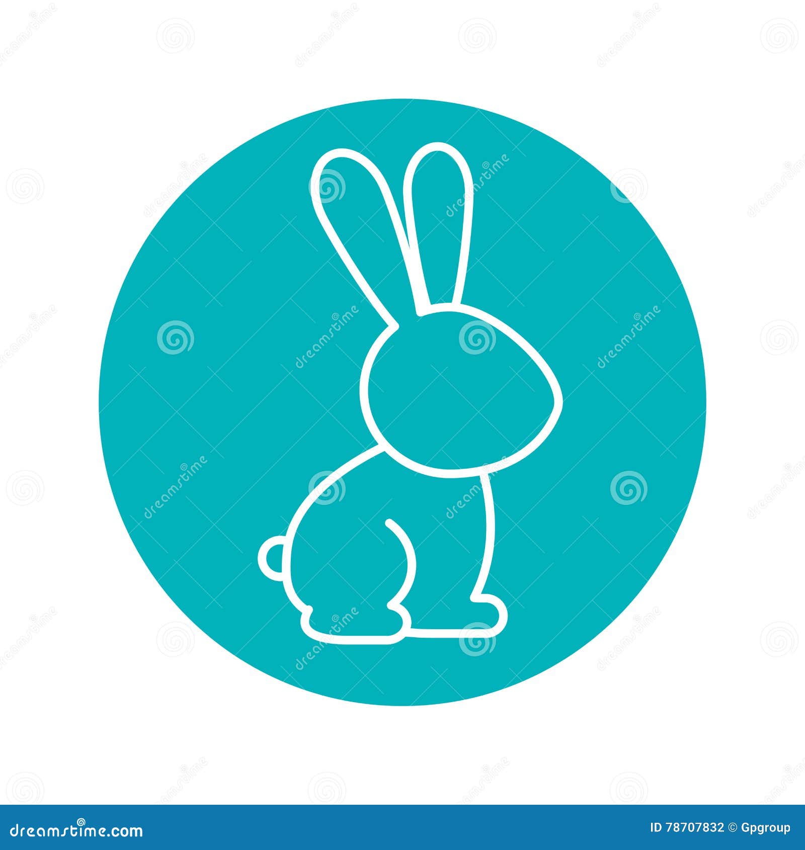 Circle Shape with Rabbit Domestic Animal Stock Vector - Illustration of ...
