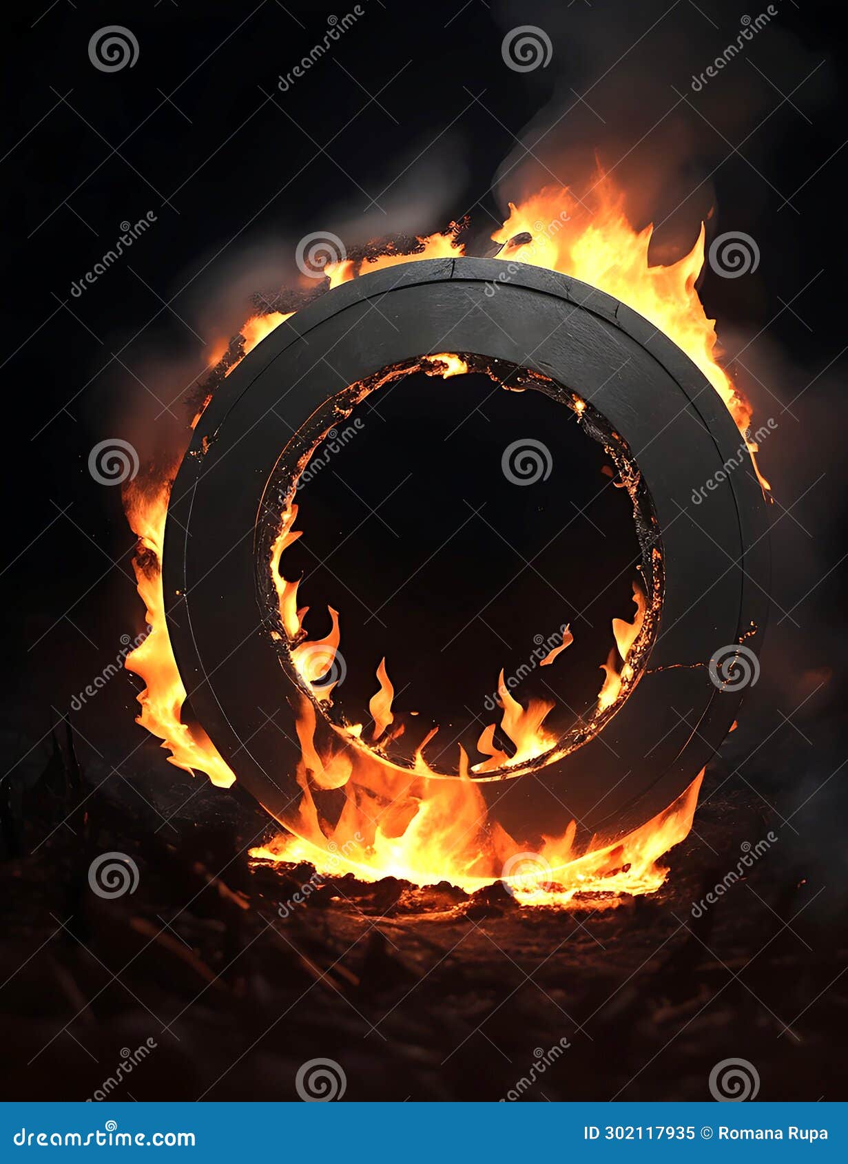Circle Shape Realistic Fire Ring with Fire Particles Ai Generated Stock ...