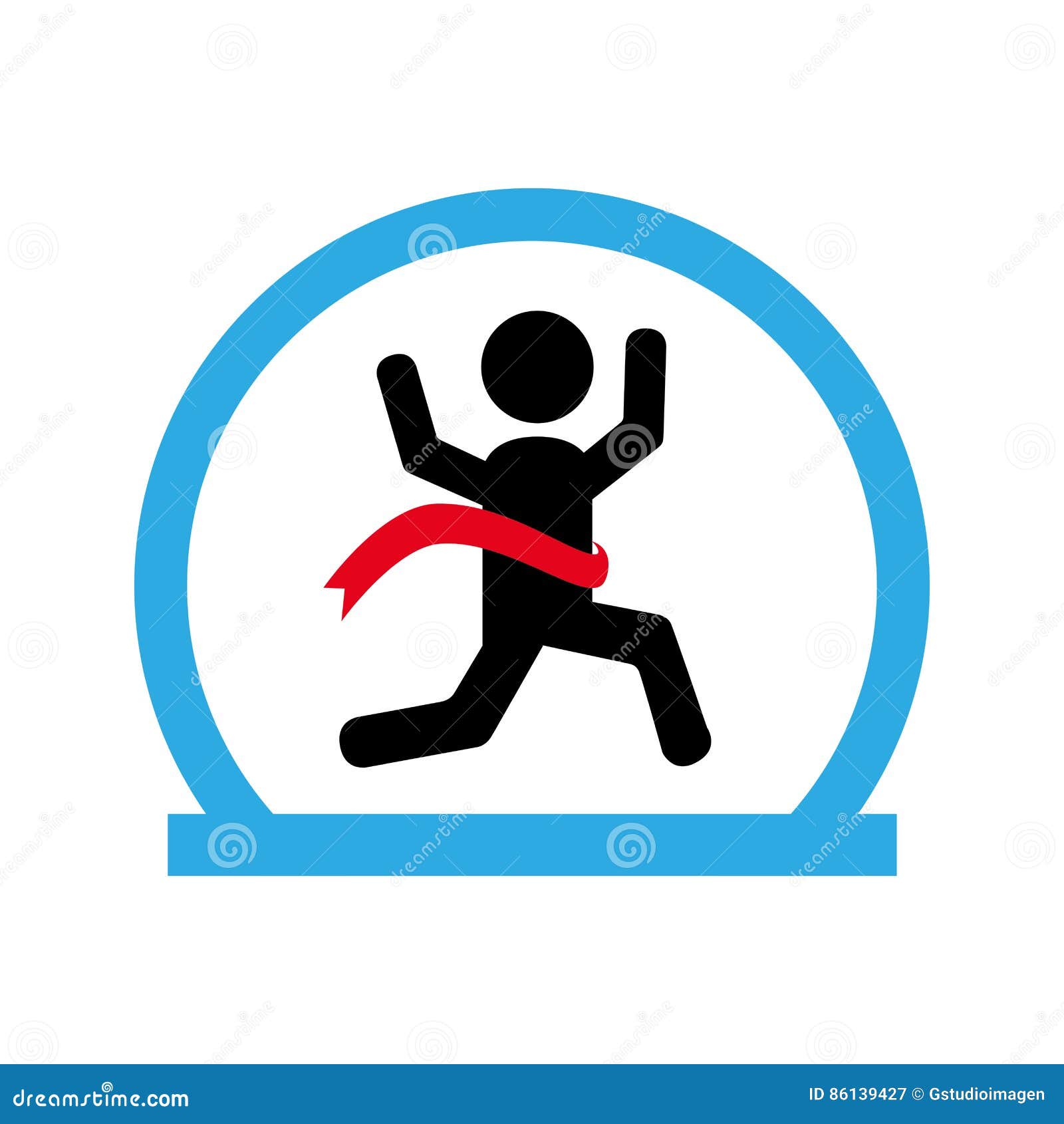 Runner Crossing Finish Ribbon Icon. Isolated Vector Sign Symbol. Runner ...