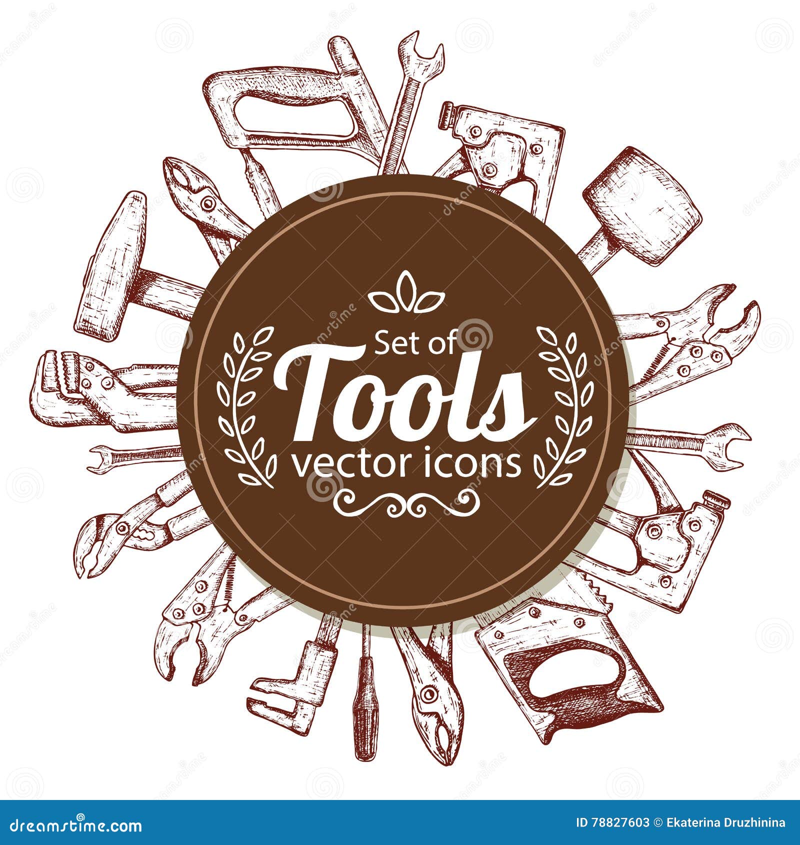 Circle Shape Template with Repair Tools Icons Stock Vector ...