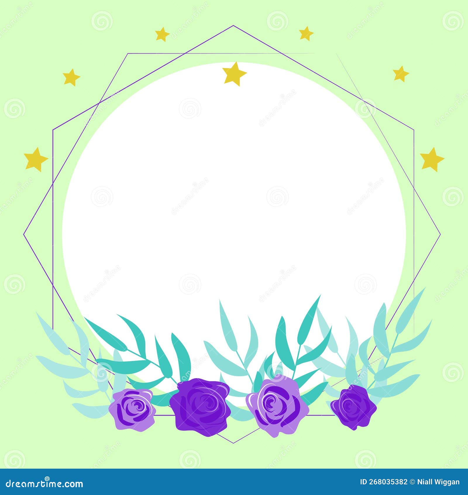 Green Colored Circle Shape Text Frame Surrounded with Assorted Flowers ...