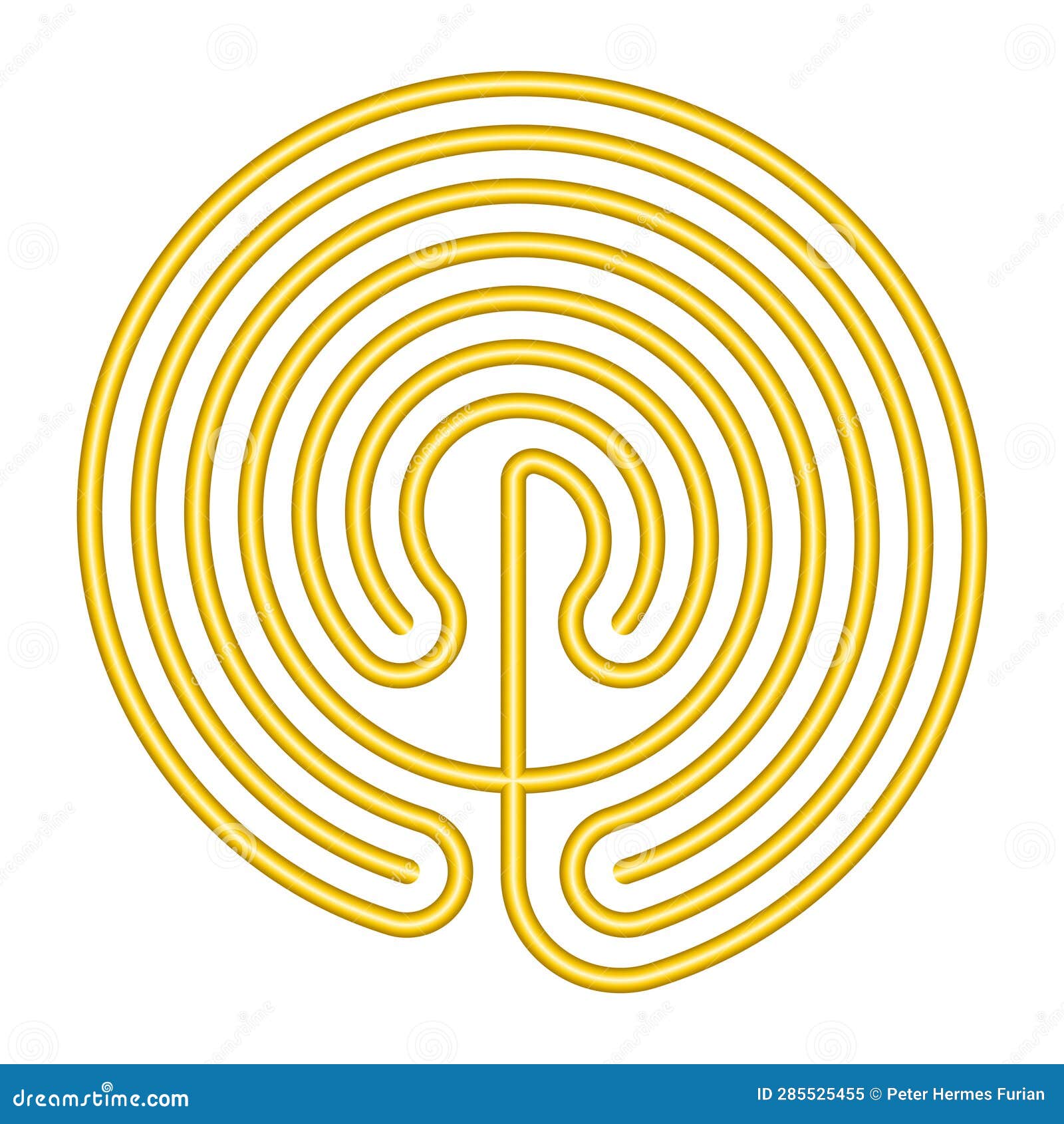 Circle Shaped Cretan Labyrinth, Gold Colored And In Classical Design ...