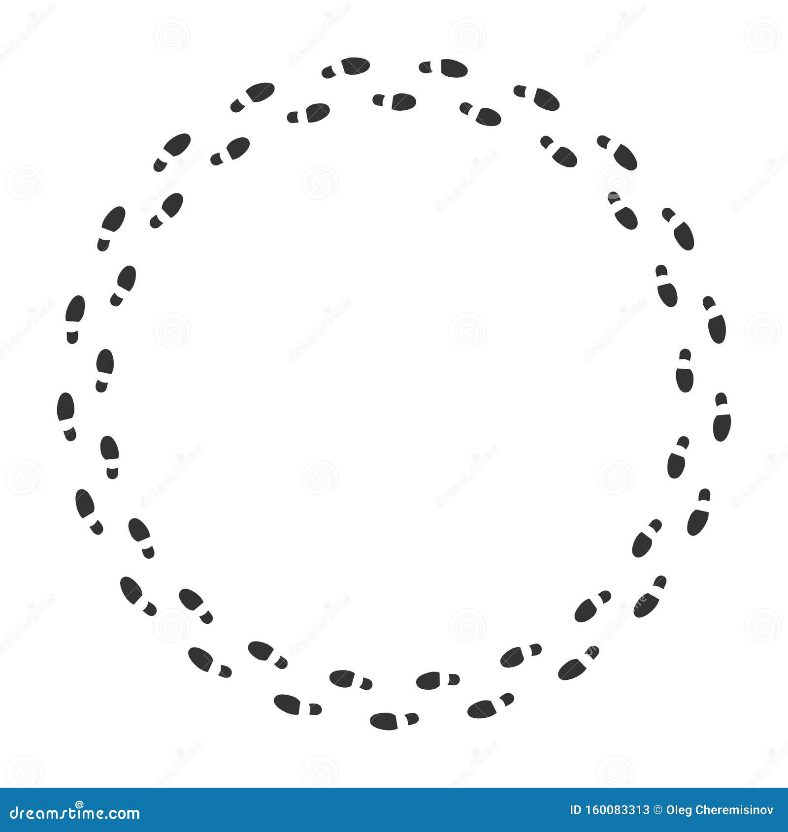 Circle Shaped Decorative Frame with Footprints Stock Vector ...