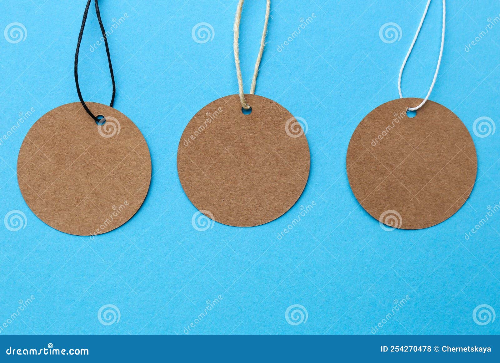 Circle Shaped Tags with Space for Text on Light Blue Background, Top ...