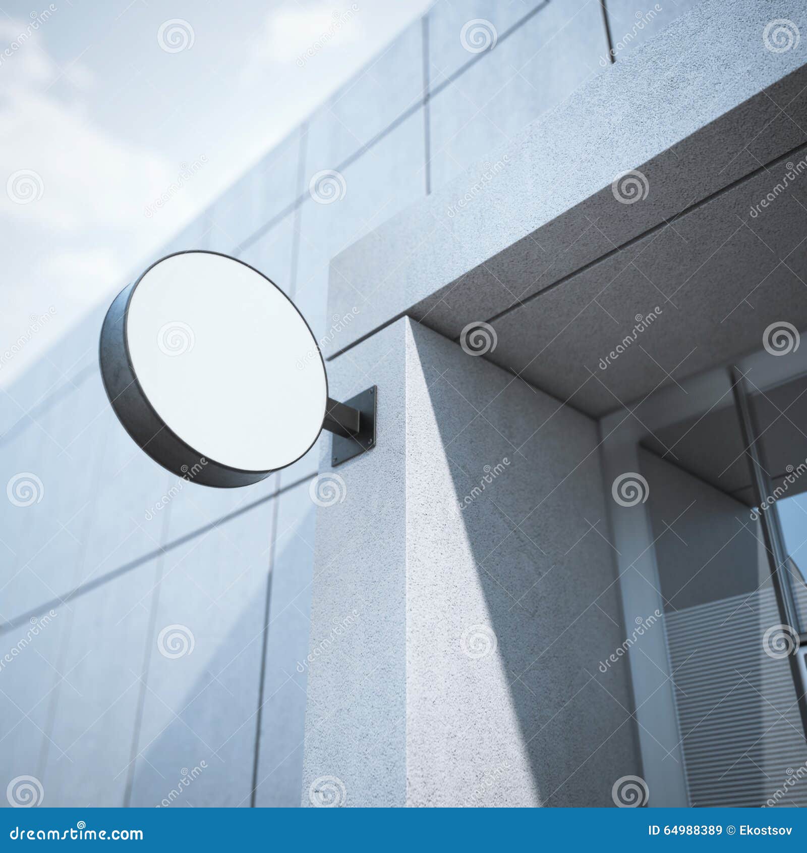 Circle Signboard on the Office Building. 3d Rendering Stock Image ...