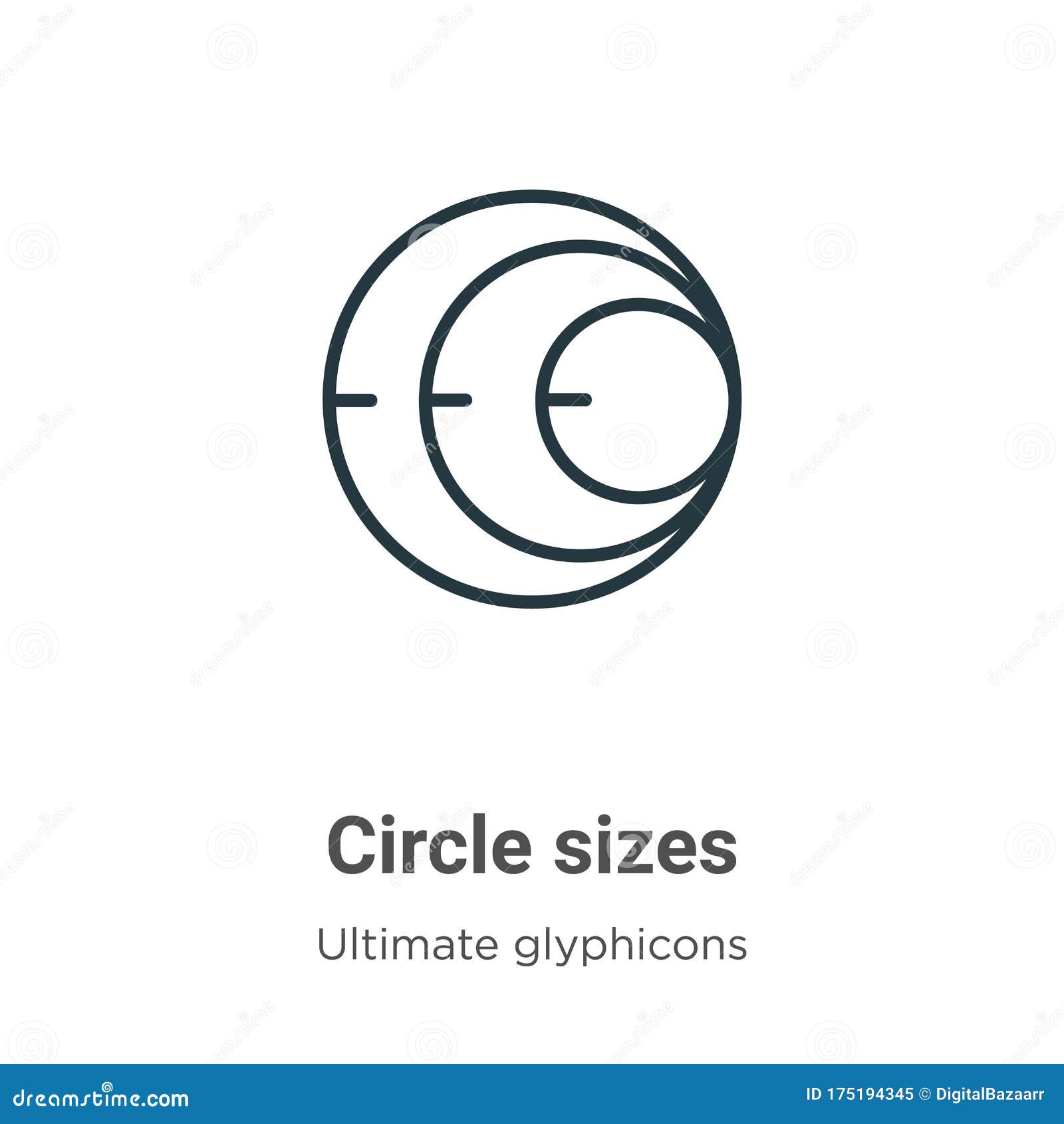 Circle Sizes Outline Vector Icon. Thin Line Black Circle Sizes Icon ...