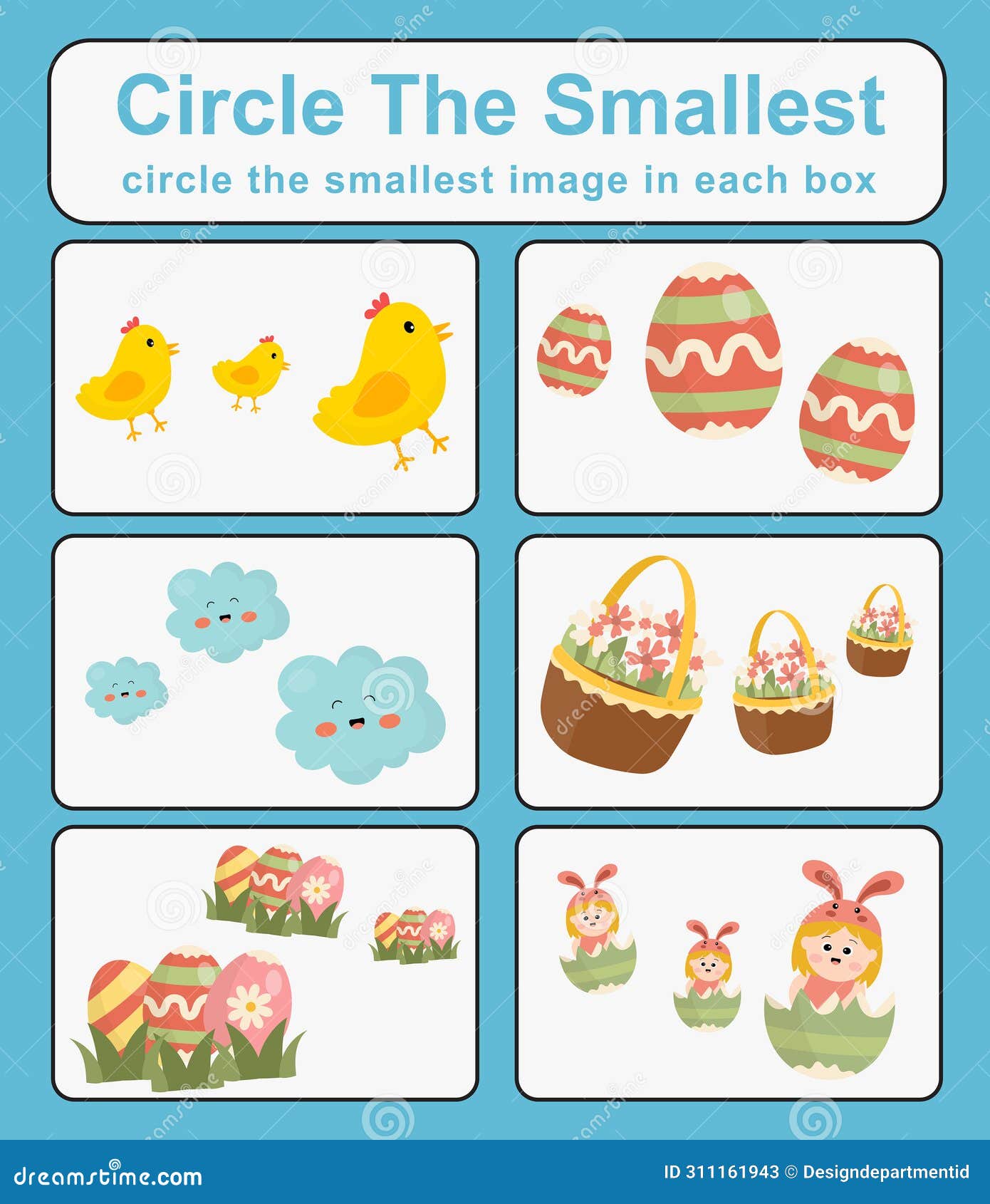 Circle The Smallest Worksheet Cartoon Vector | CartoonDealer.com #287370029