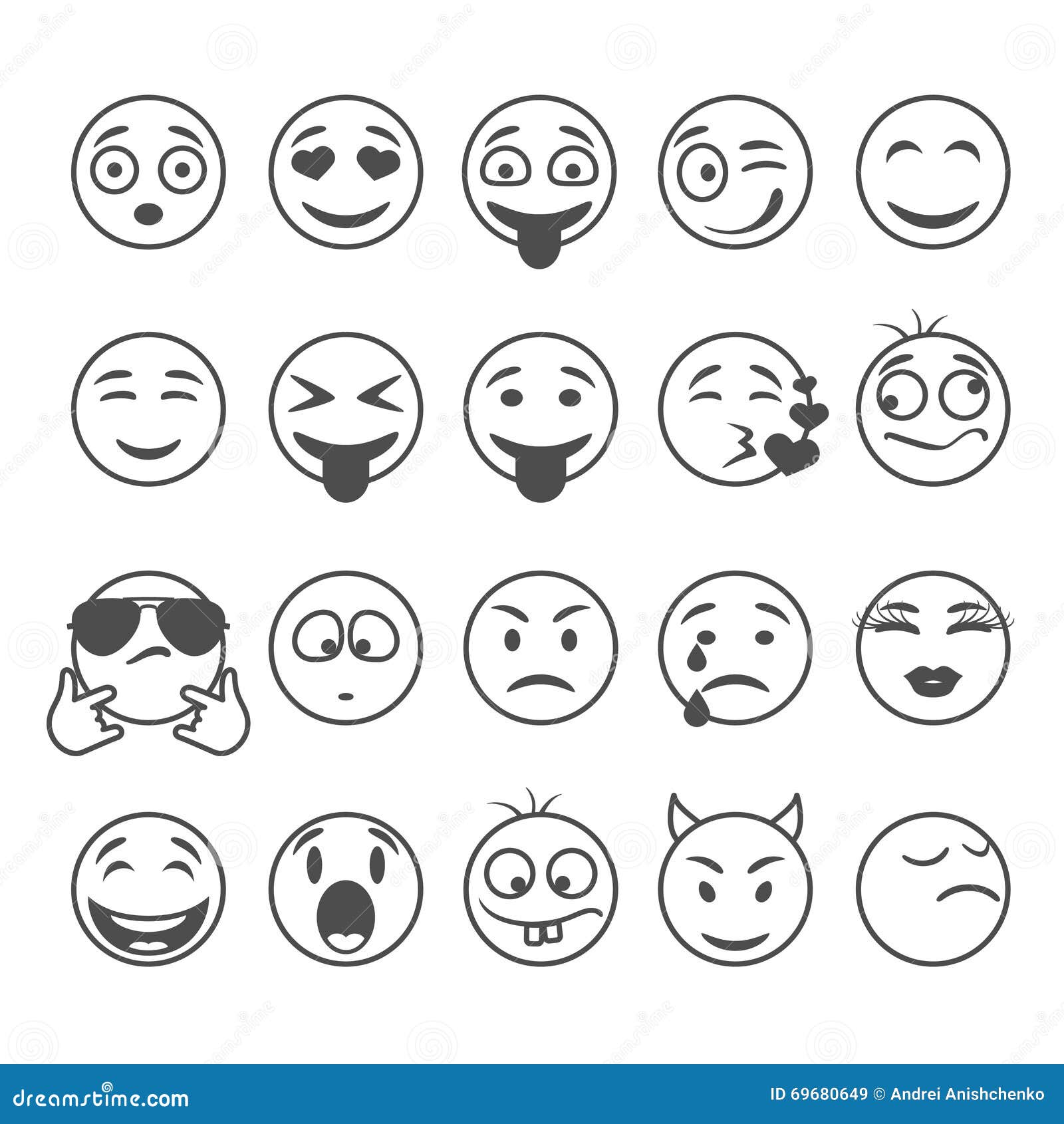Circle Smiles set stock vector. Illustration of mood - 69680649