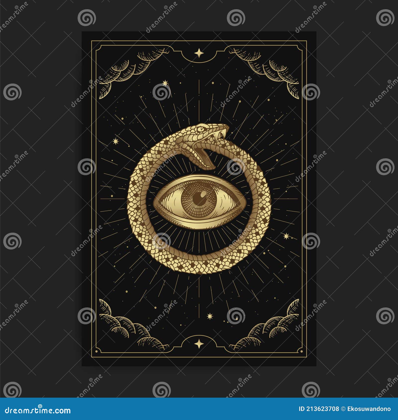 Engraving Of Two Snakes Entwined Around An Anchor Royalty-Free Stock ...