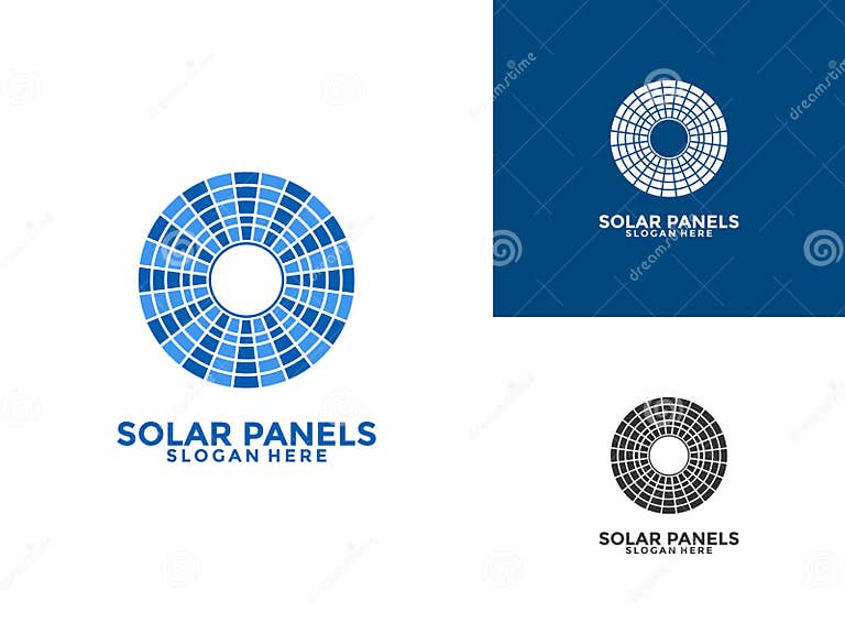 Circle Solar Panel Logo Vector Design. Blue Solar Energy Logo Icon ...