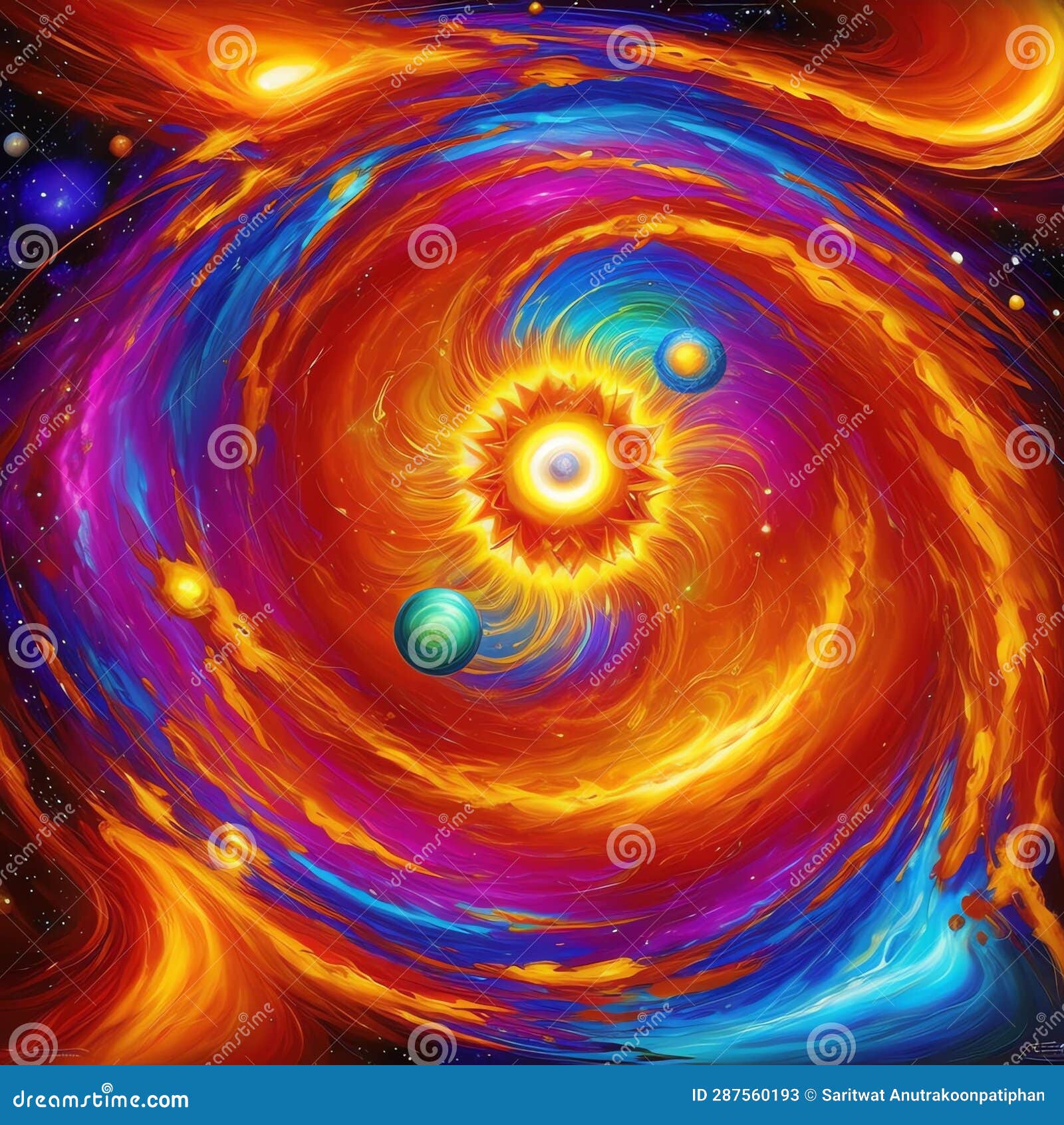 The Circle of Solar System Art Stock Illustration - Illustration of ...