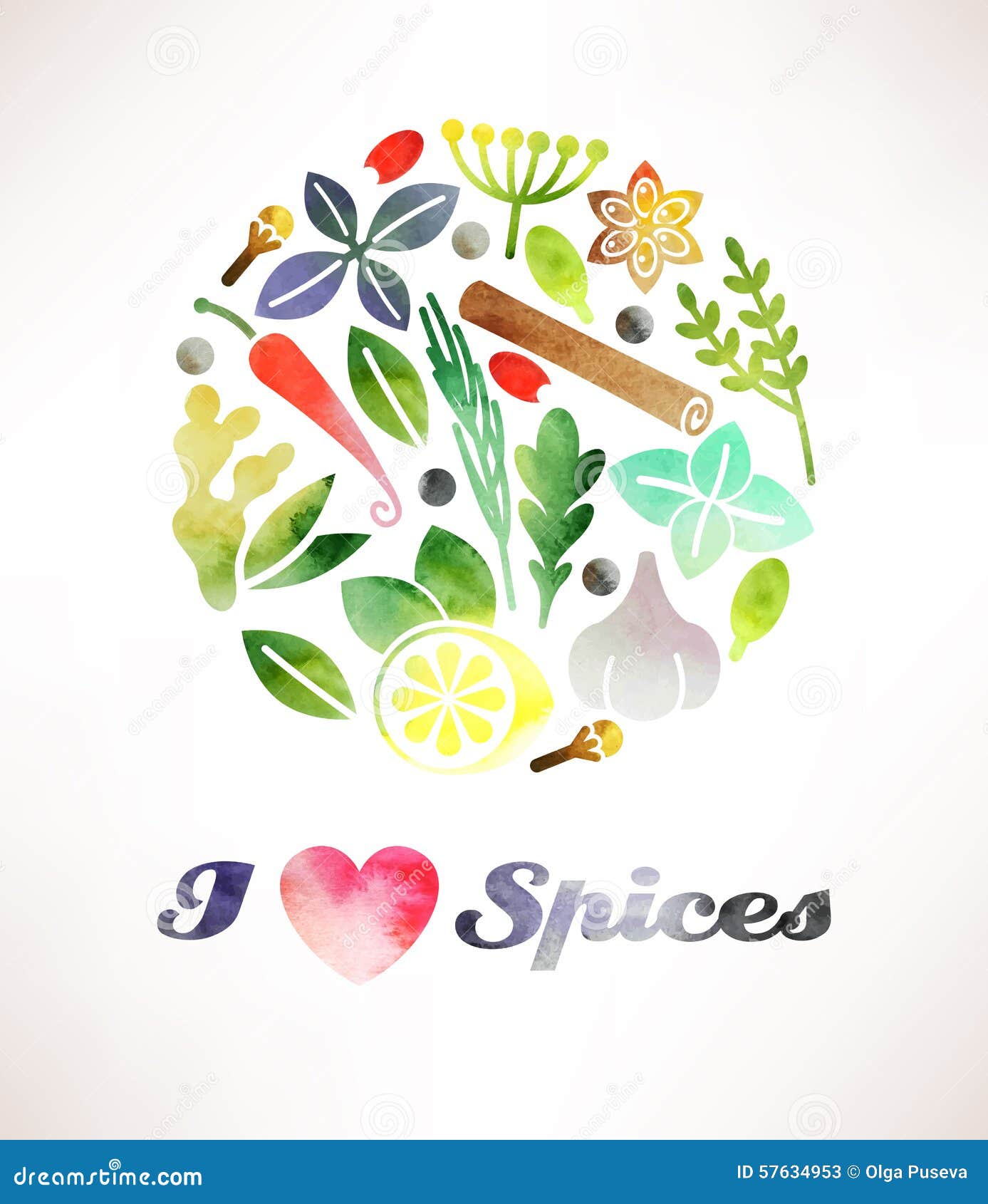 Circle of spice stock vector. Illustration of food, aromatic - 57634953