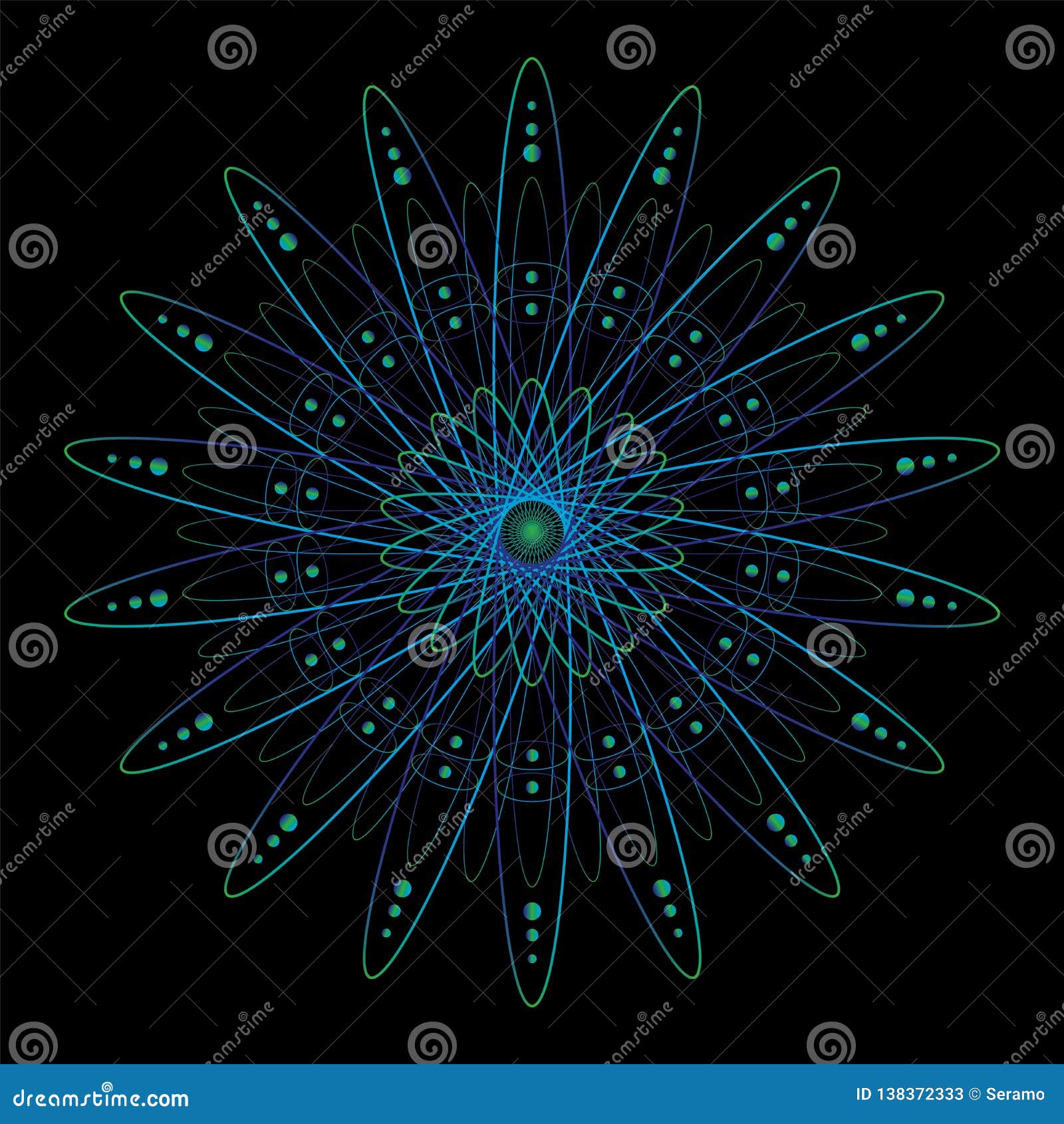 Circle Spirograph With Sharp Transitions Clad In Green Cartoon Vector ...