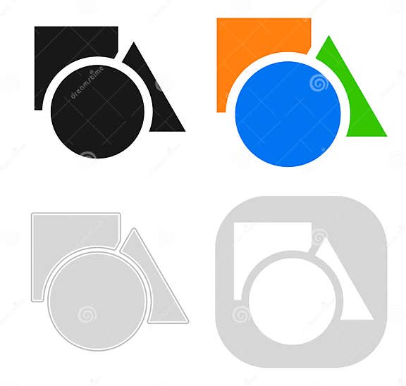 Circle, Square, Triangle Icon in 4 Version - Basic Shapes Icon, Stock ...