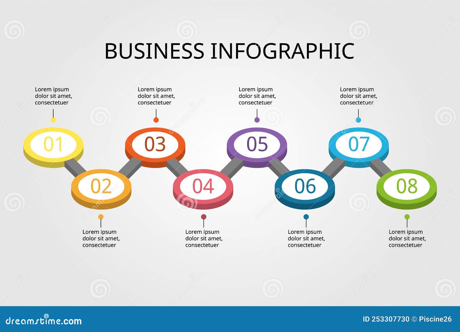 Circle Step Chart Template for Infographic for Presentation for 8 ...