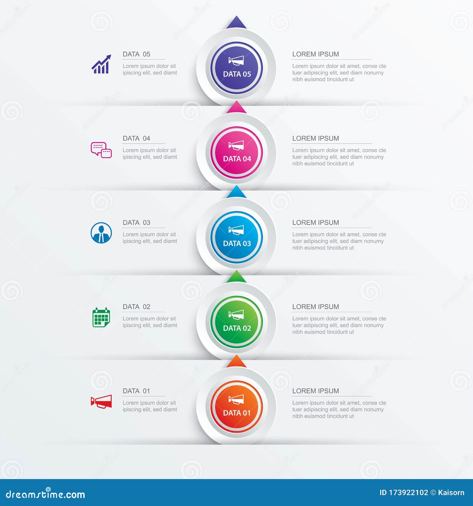 5 Circle Step Infographic With Abstract Timeline Template. Presentation ...