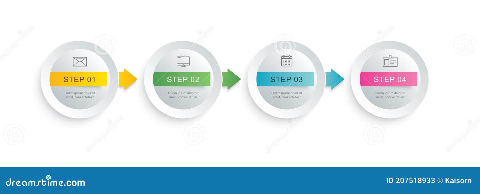 4 Circle Step Infographic with Abstract Timeline Template. Presentation ...
