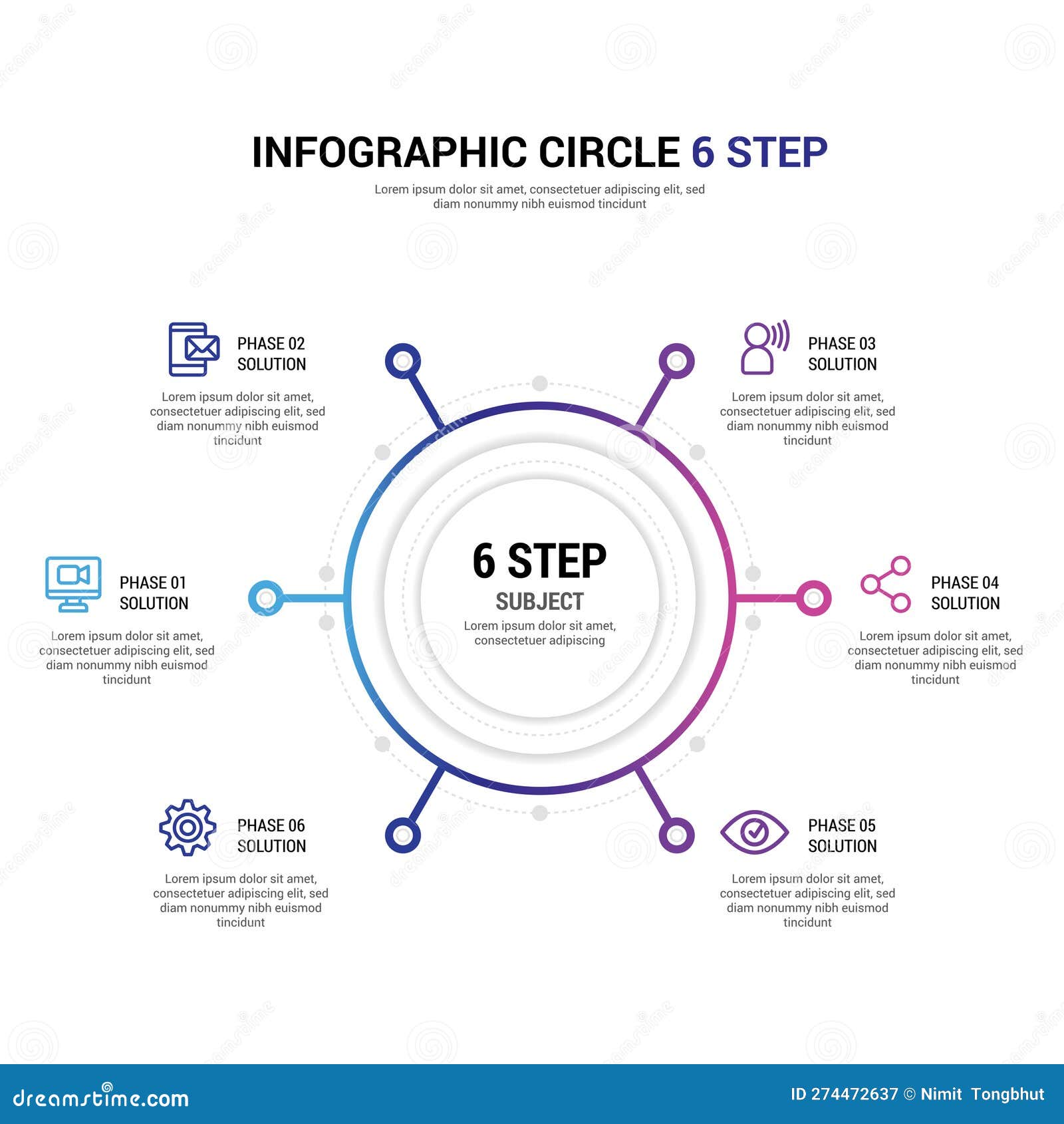 Infographic Circle Process 6 Step Stock Vector - Illustration of ...