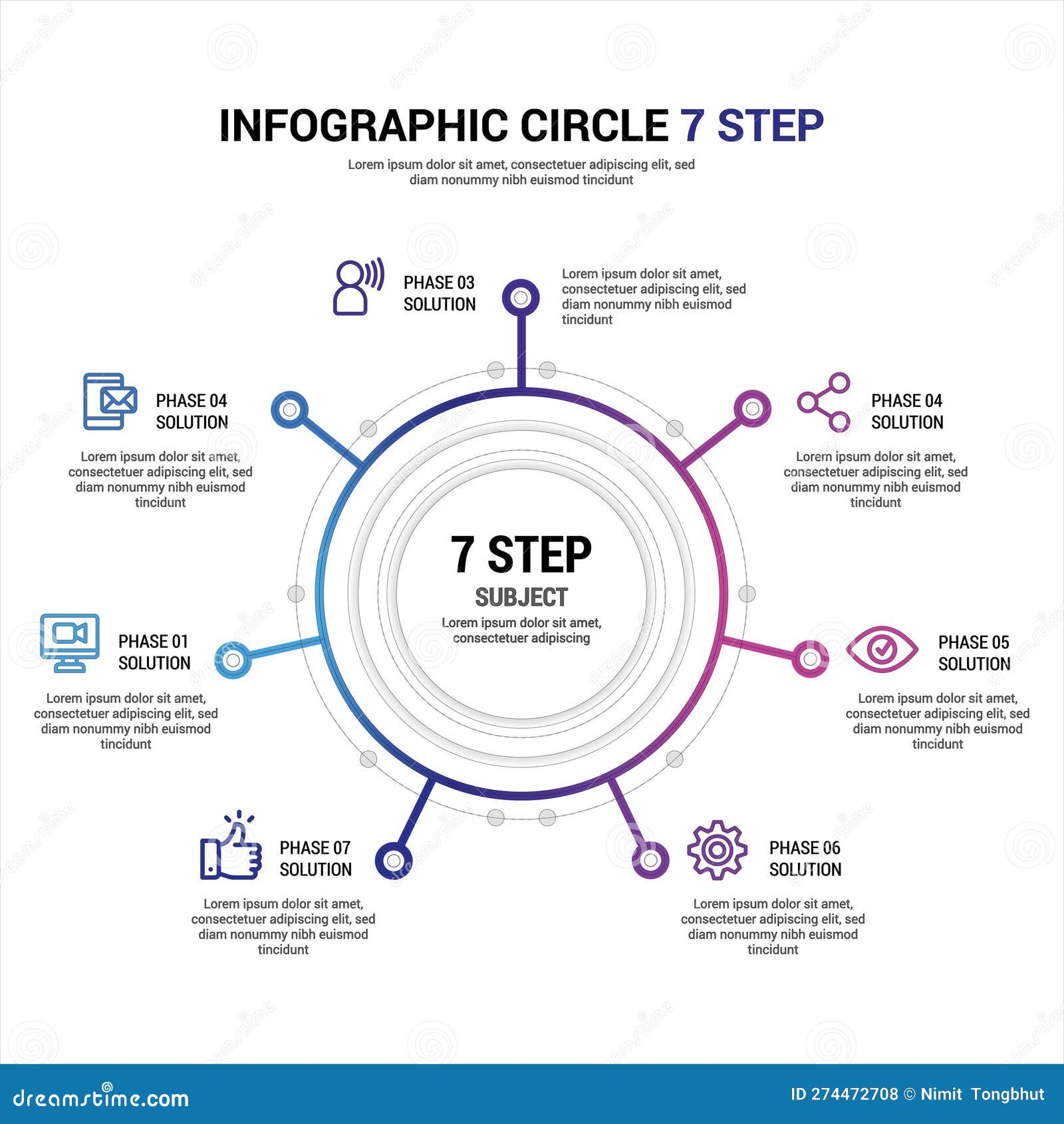 Infographic Process Business Circle 7 Step Stock Vector - Illustration ...