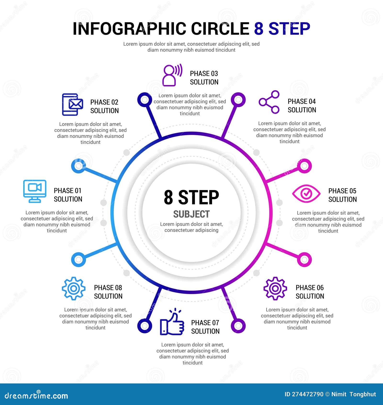 Flow Chart Circle 8 Step Infographic Stock Vector - Illustration of ...