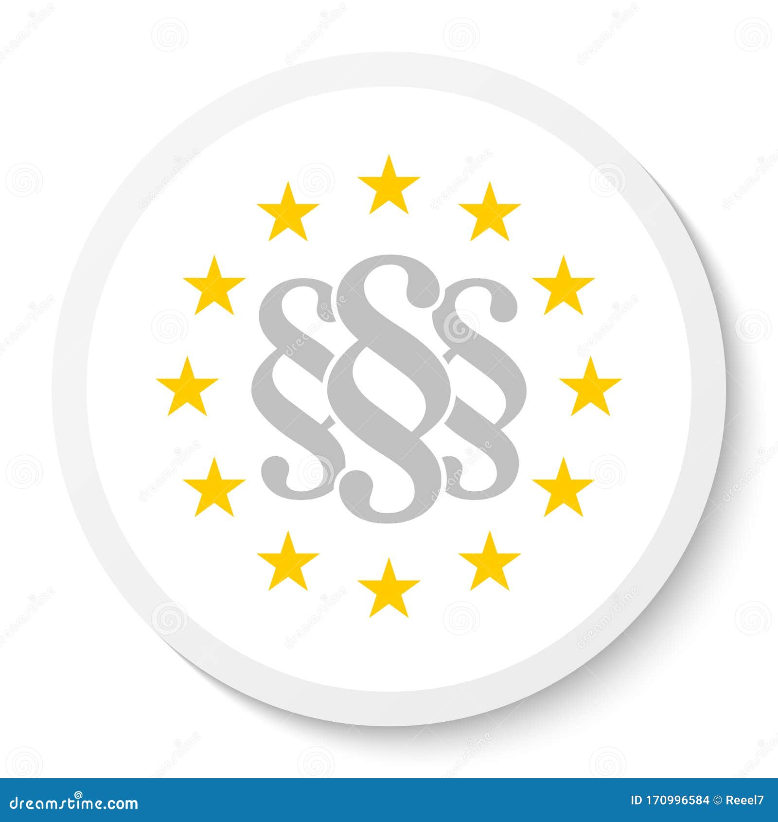 Circle Sticker Icon with the Wreath of the EU and Three Gray Paragraph ...