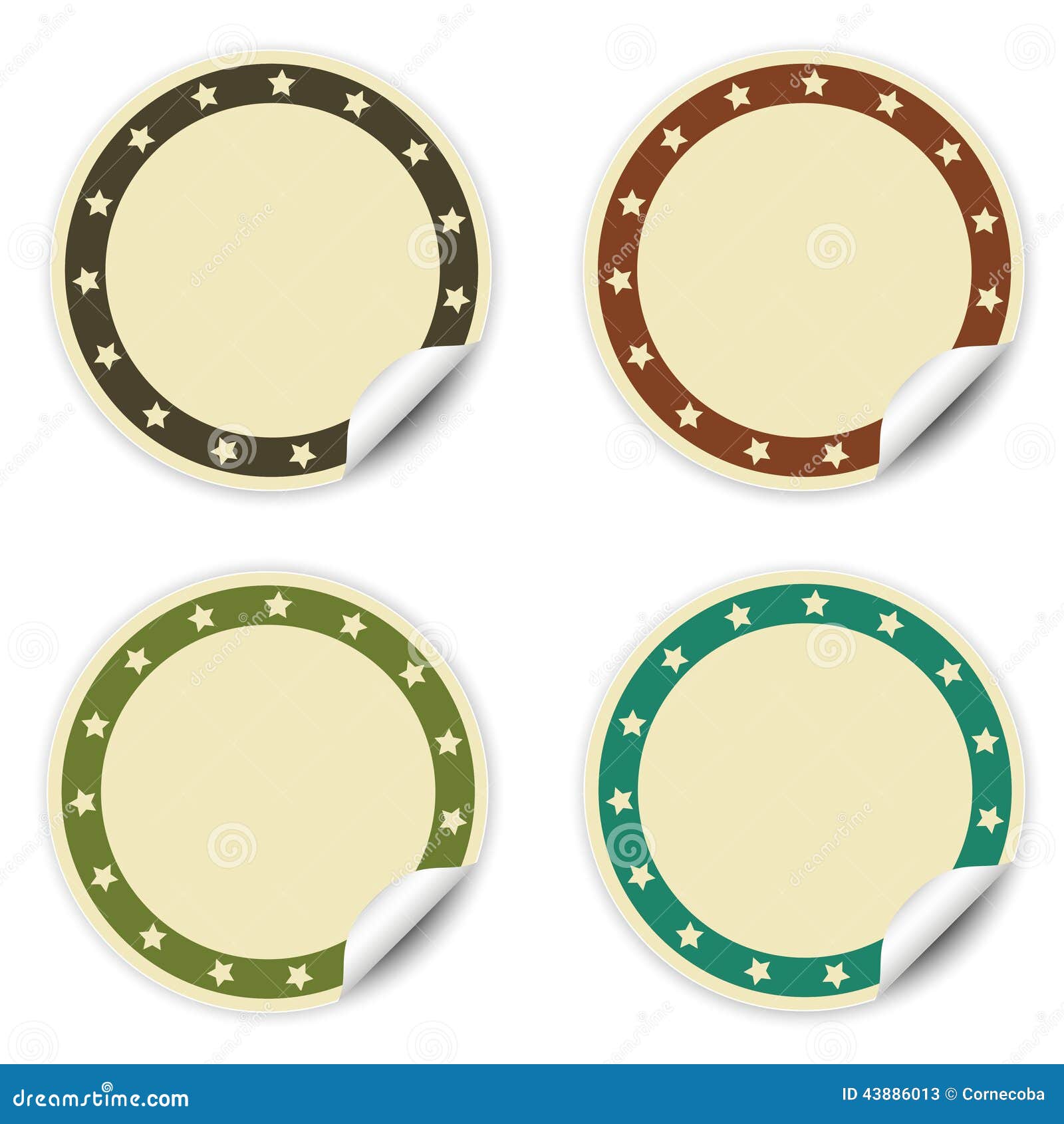 Circle Sticker with Stars, Beige Stock Vector - Illustration of orbed ...