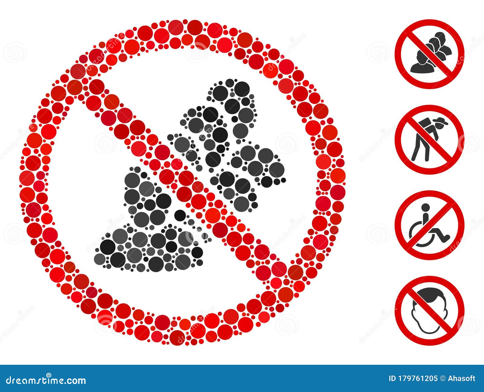 Circle Stop People Queue Icon Collage Stock Illustration - Illustration ...