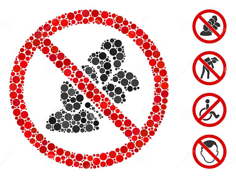 Circle Stop People Queue Icon Collage Stock Illustration - Illustration ...