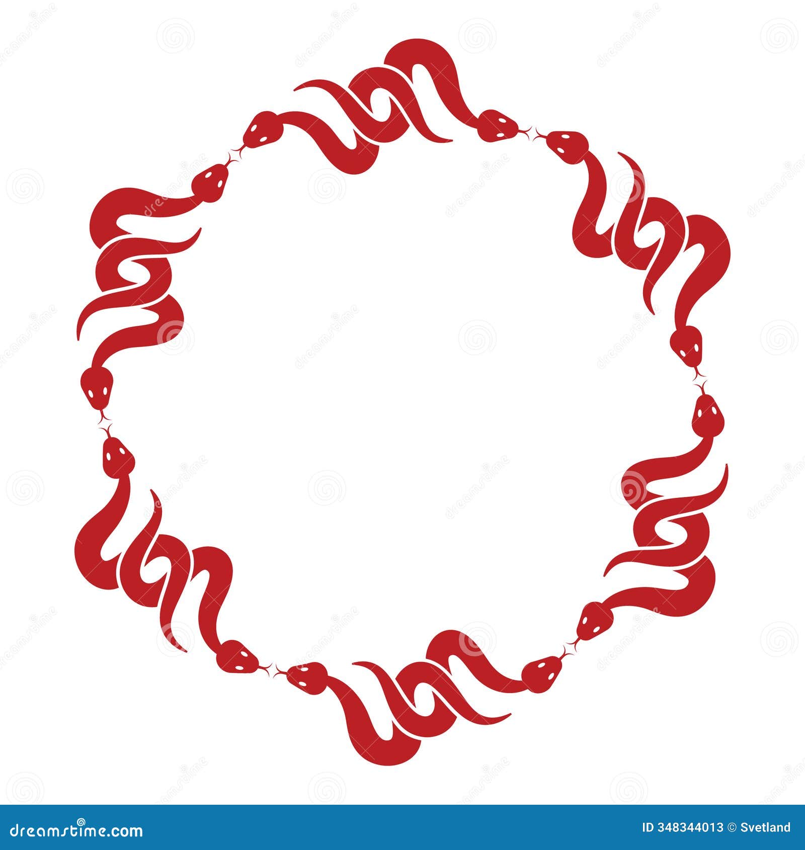 Circle Stylized Frame with Red Snakes. Stock Illustration ...