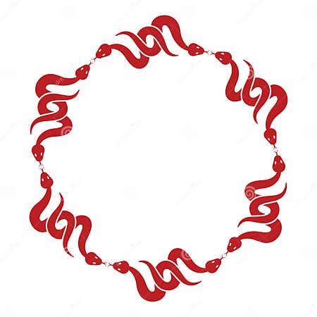 Circle Stylized Frame with Red Snakes. Stock Illustration ...