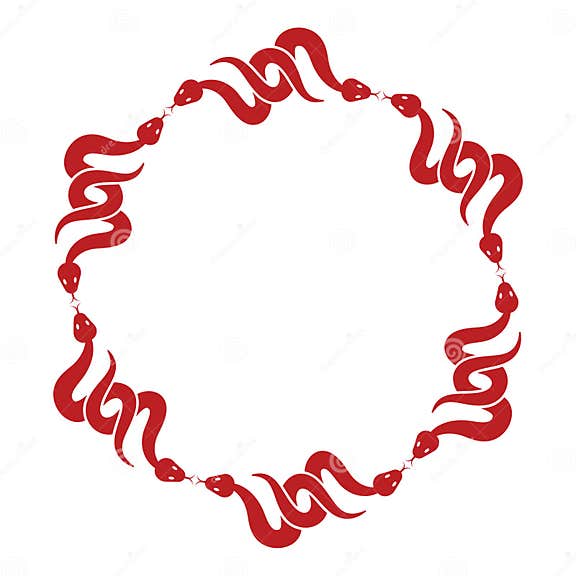 Circle Stylized Frame with Red Snakes. Stock Illustration ...