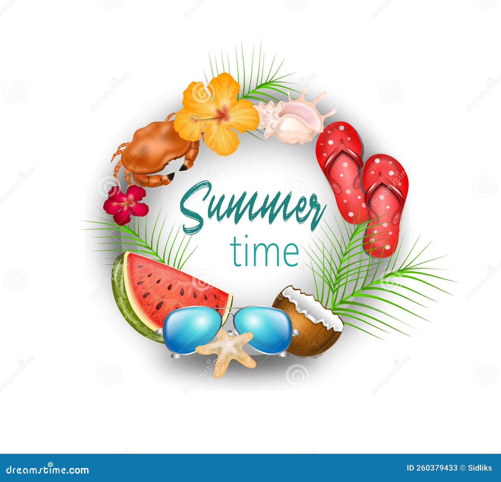 Summer time circle stock illustration. Illustration of summer - 260379433