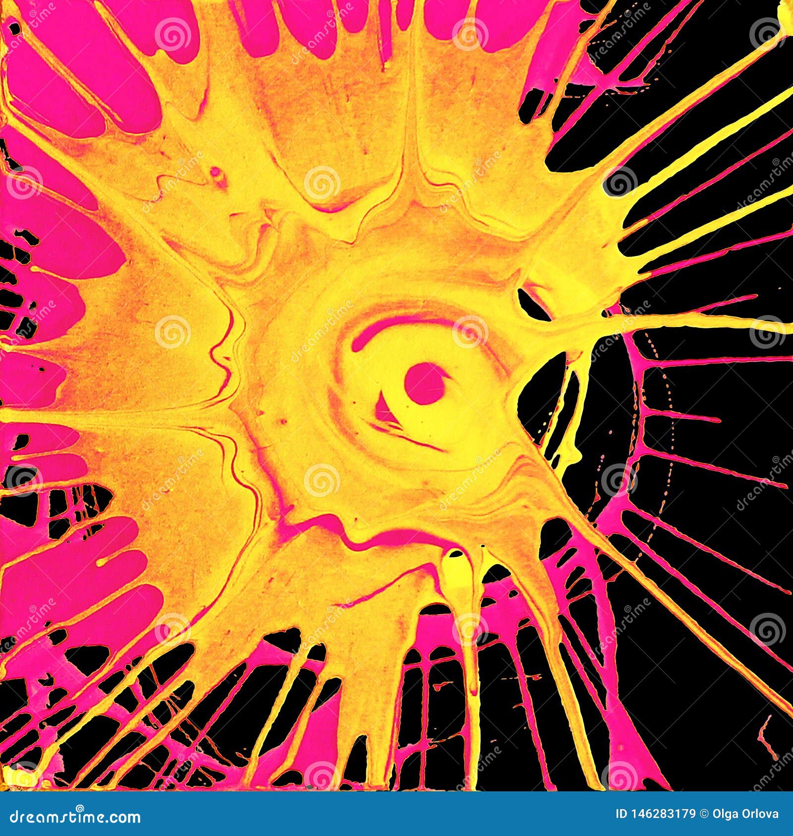 Circle Sun Rays Colored Multicolored Splashes on Black Background Stock ...