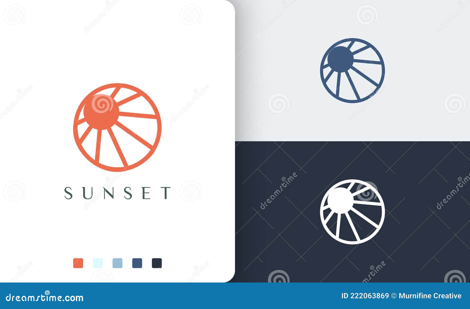 Circle Sun or Sea Logo with Simple and Modern Style Stock Vector ...