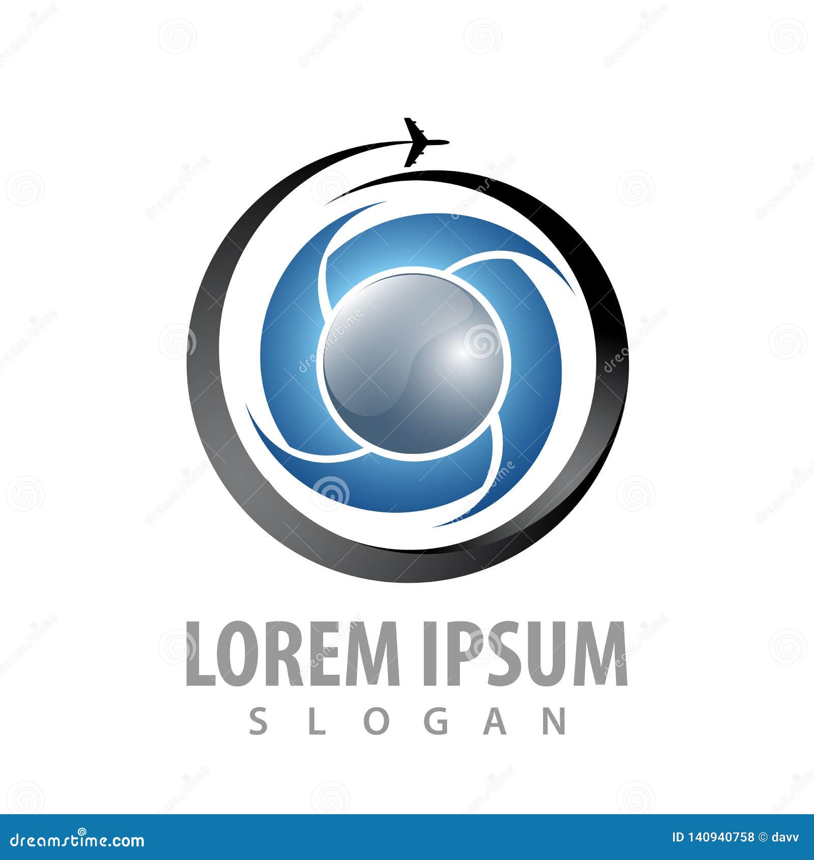 Circle Swirl Airplane Logo Concept Design. Symbol Graphic Template ...