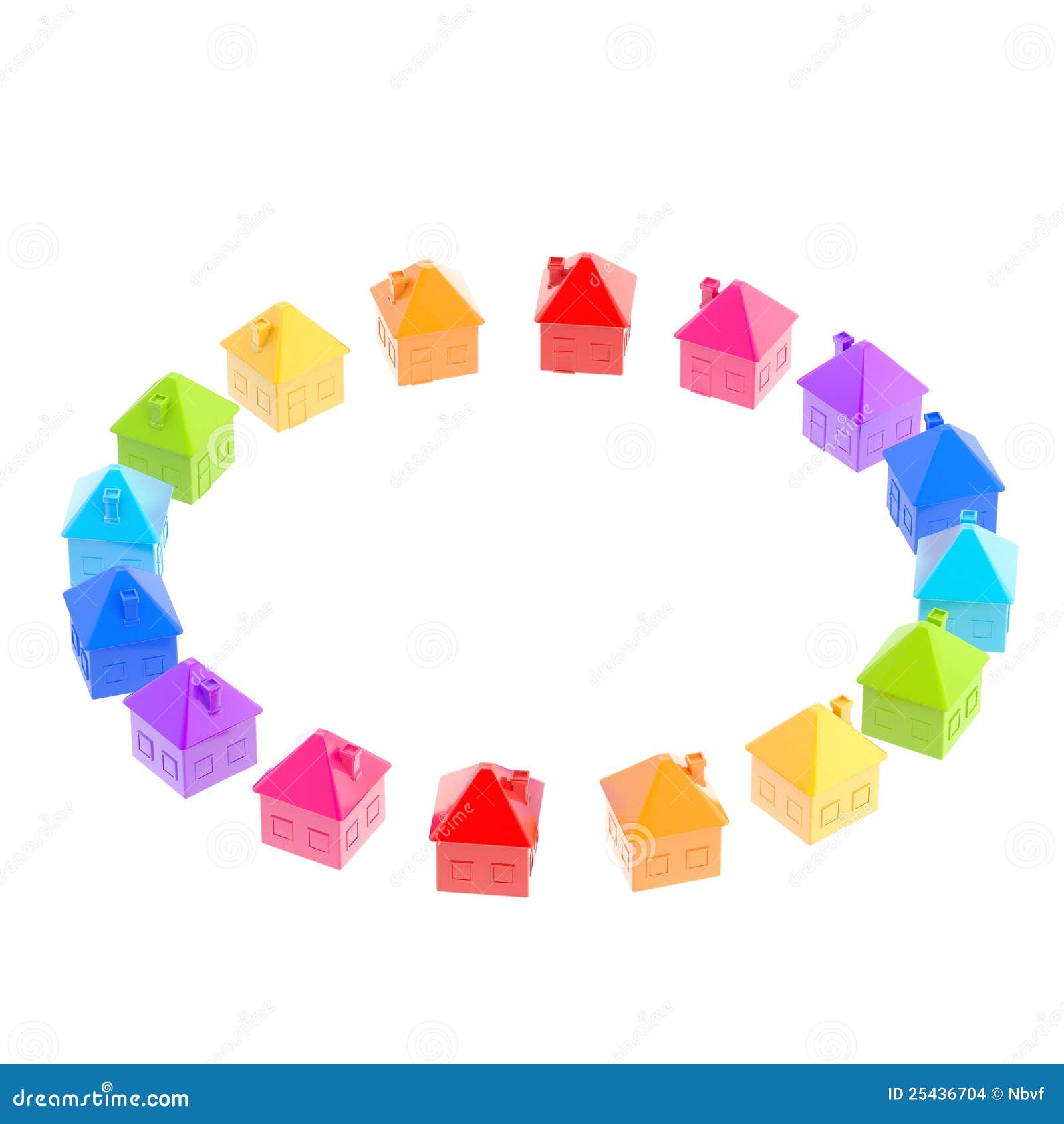 Circle of Symbolic House Shaped Figures Stock Illustration ...